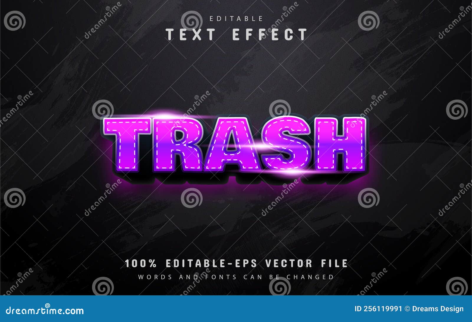 Trash Text, Purple Gradient Text Effect Stock Vector - Illustration of ...