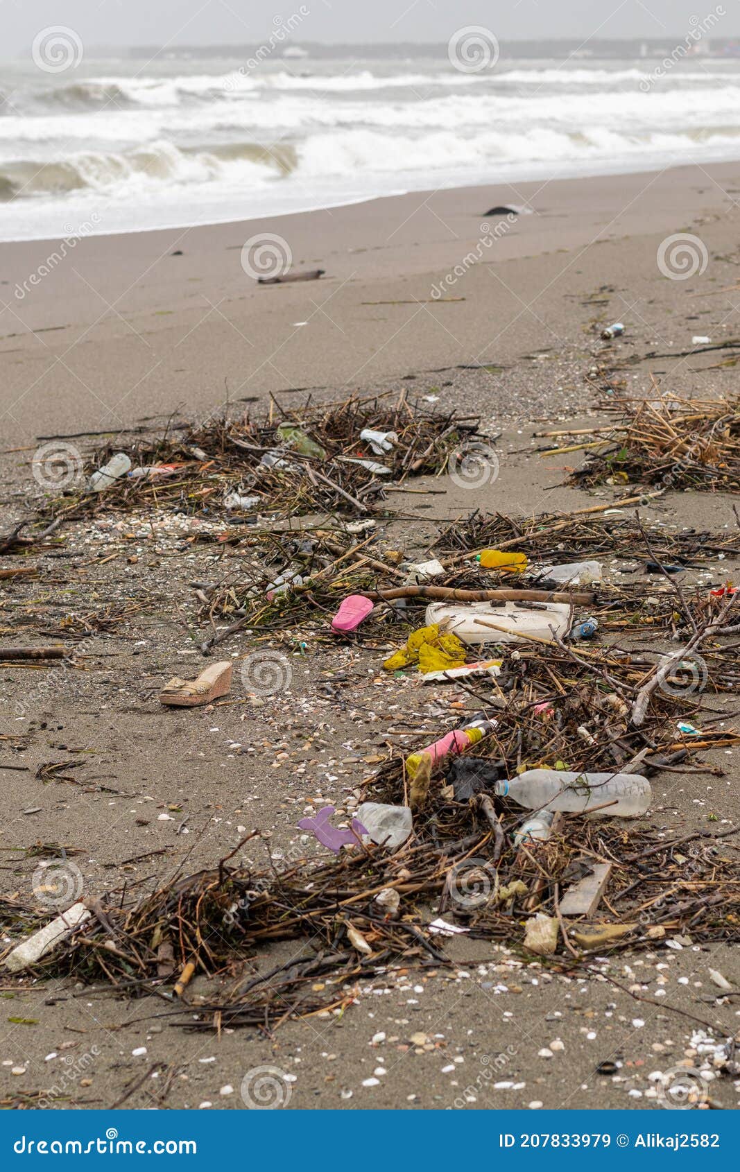 Trash Thrown Away in the Beach Environmental Problems Stock Image ...