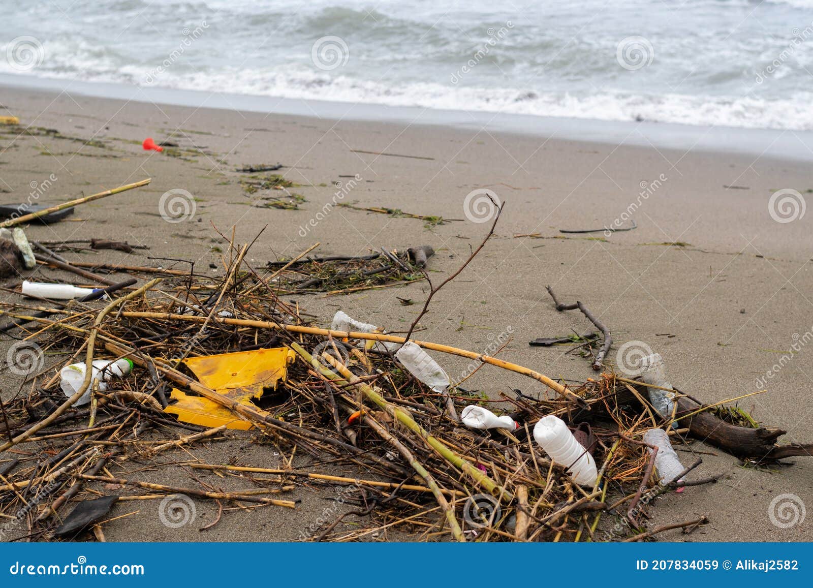 Trash Thrown Away in the Beach Environmental Problems Stock Image ...