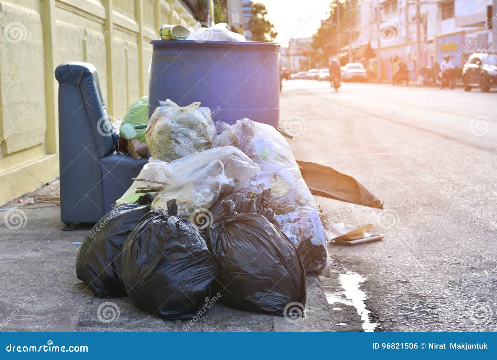 Trash in the trash stock photo. Image of refuse, street - 96821506