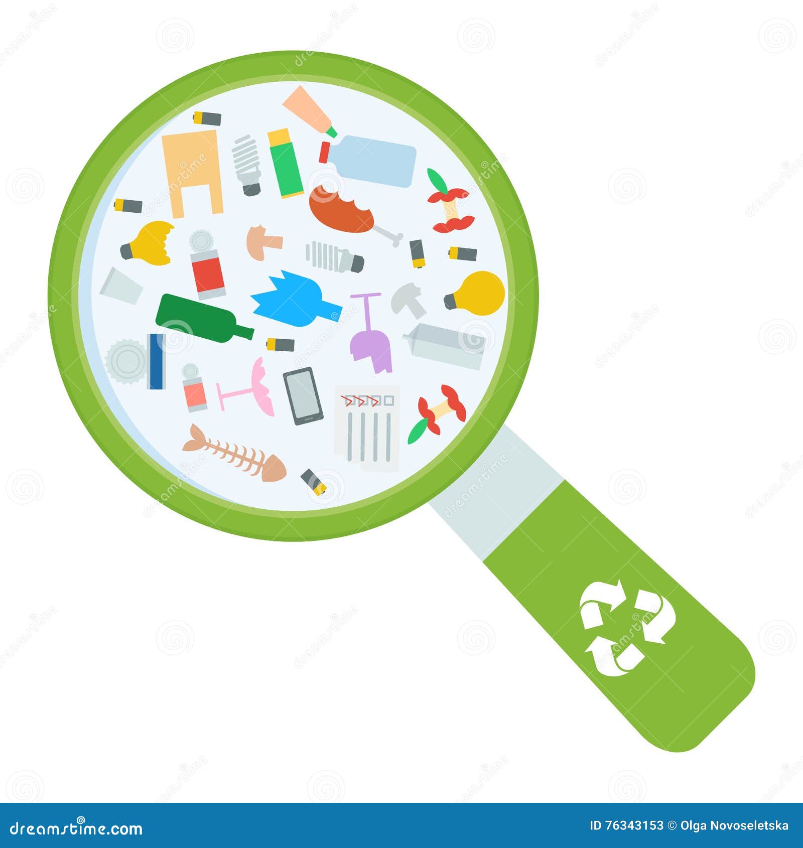Trash Under Magnifying Glass Stock Vector - Illustration of color ...