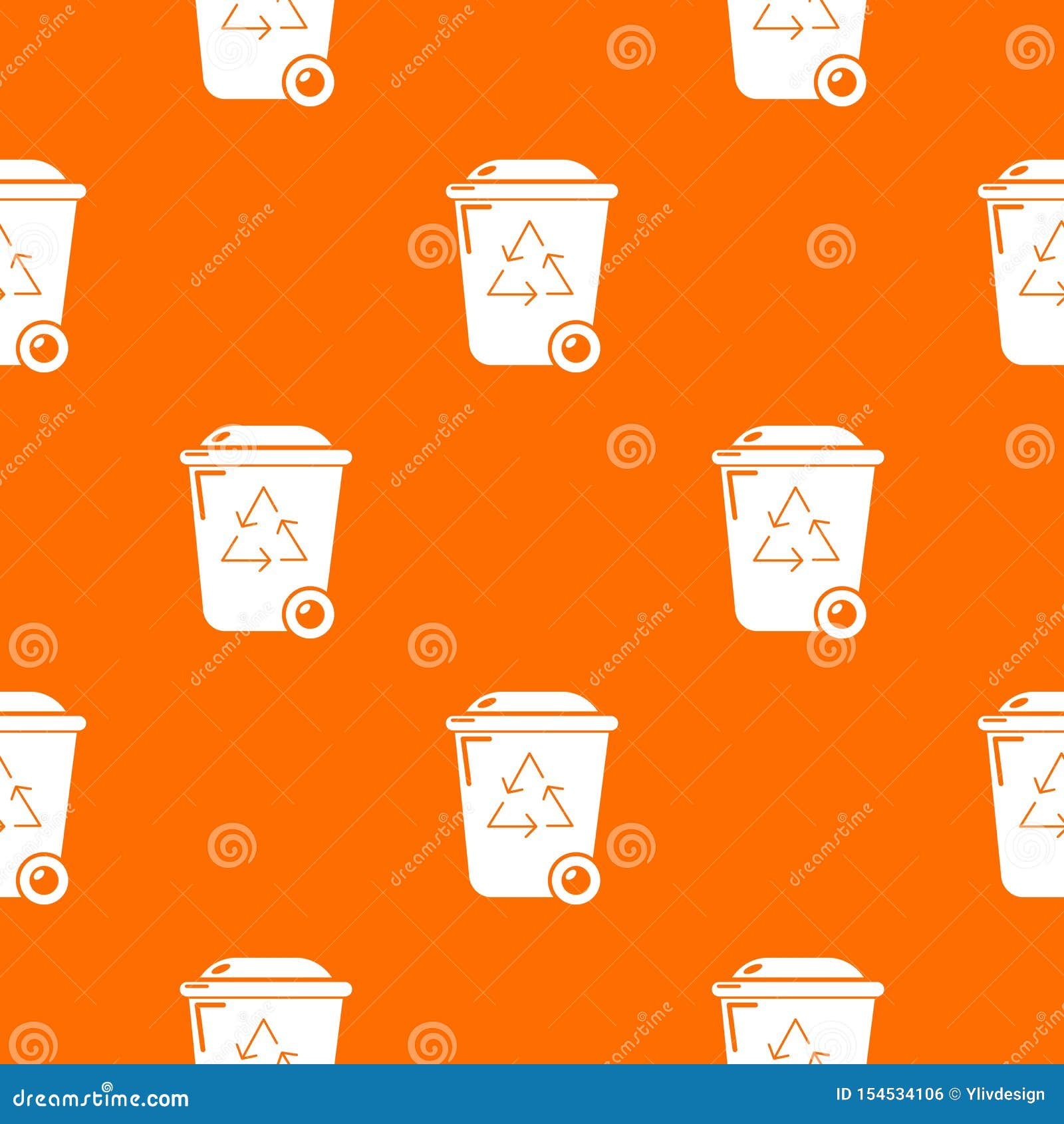 Trash Wheelie Bin Pattern Vector Orange Stock Vector - Illustration of ...