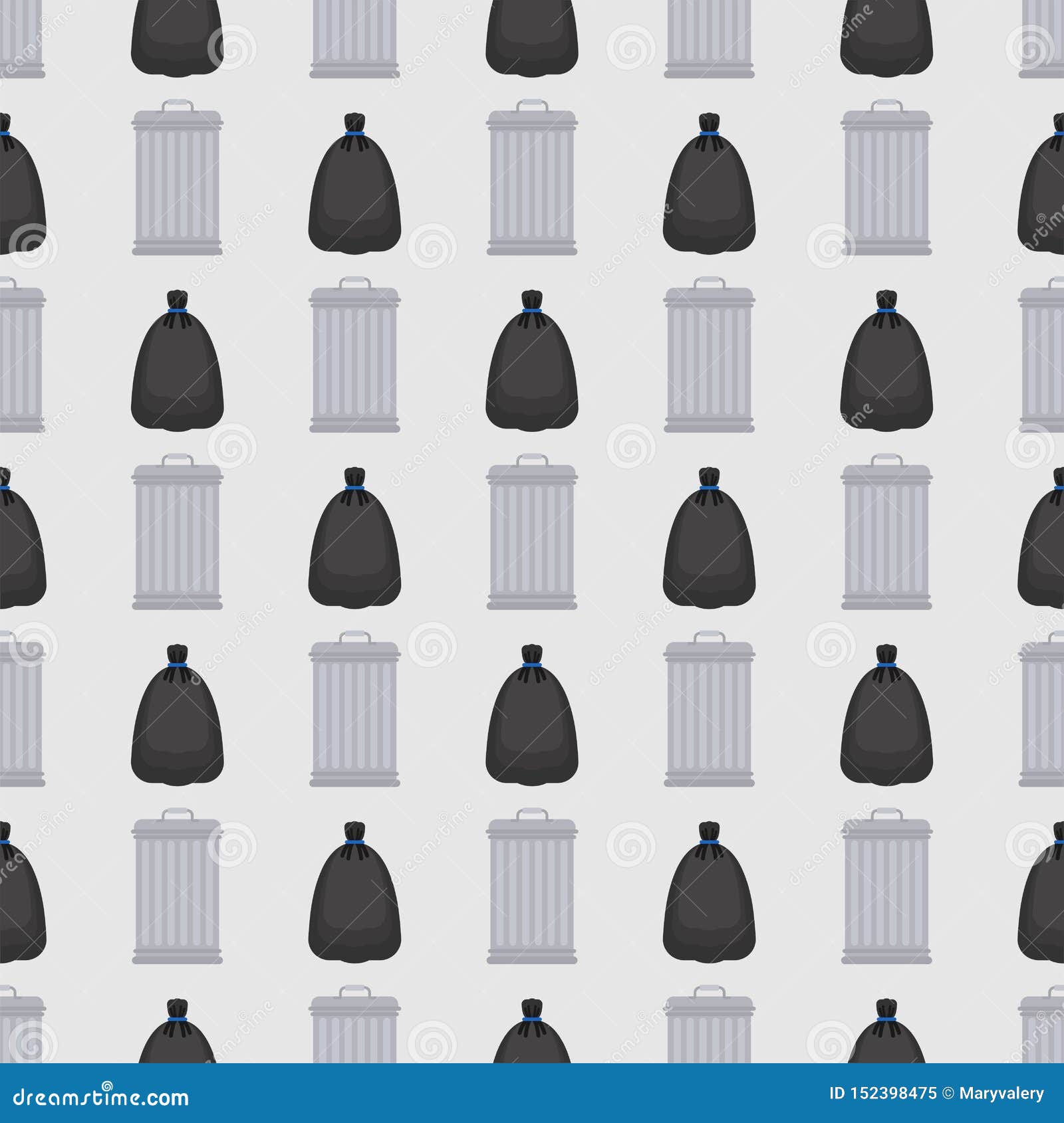 Trashcan And Garbage Bag Pattern Seamless. Trash Can And Black Sack ...