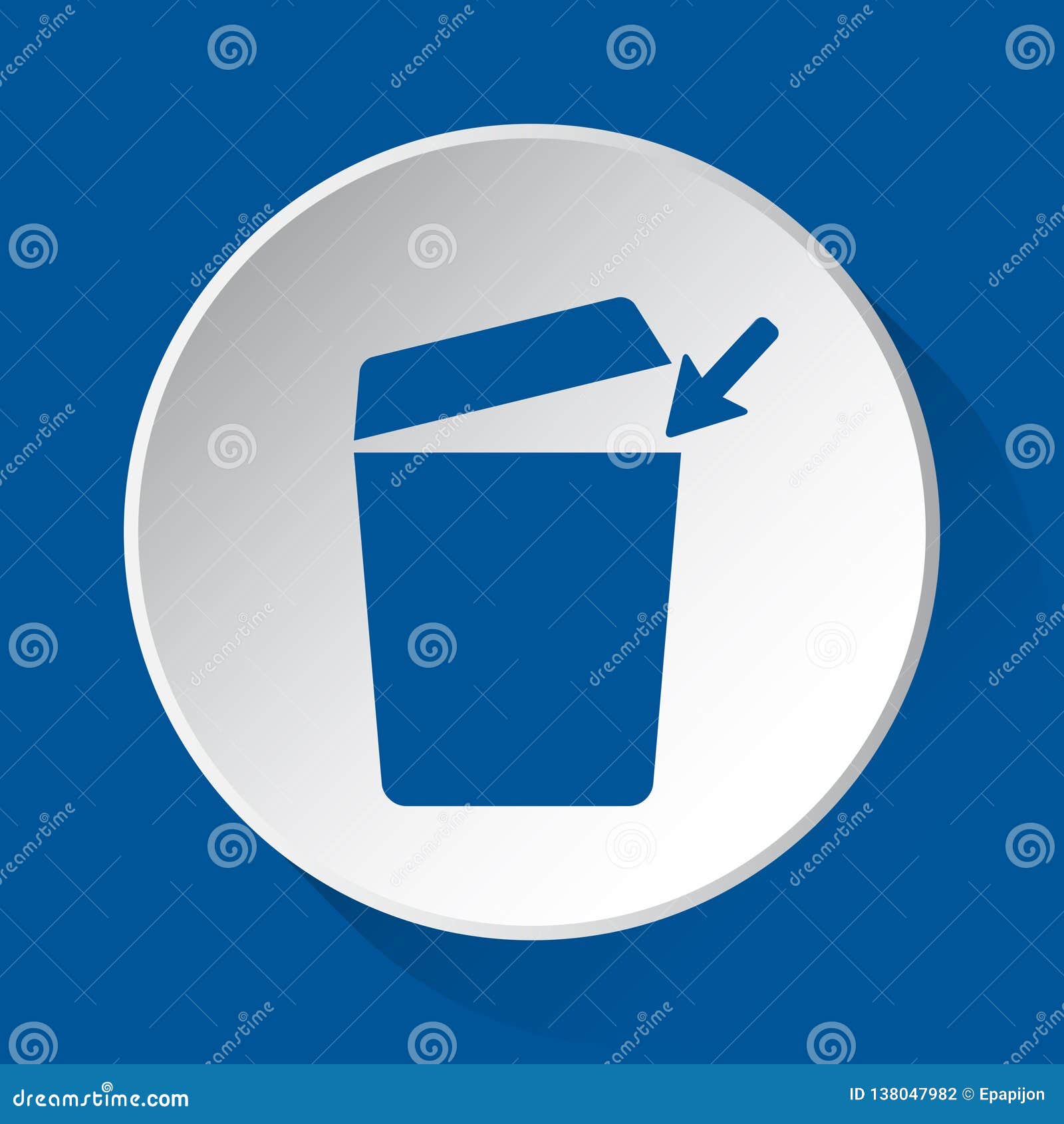 Trashcan - Simple Blue Icon on White Button Stock Vector - Illustration ...
