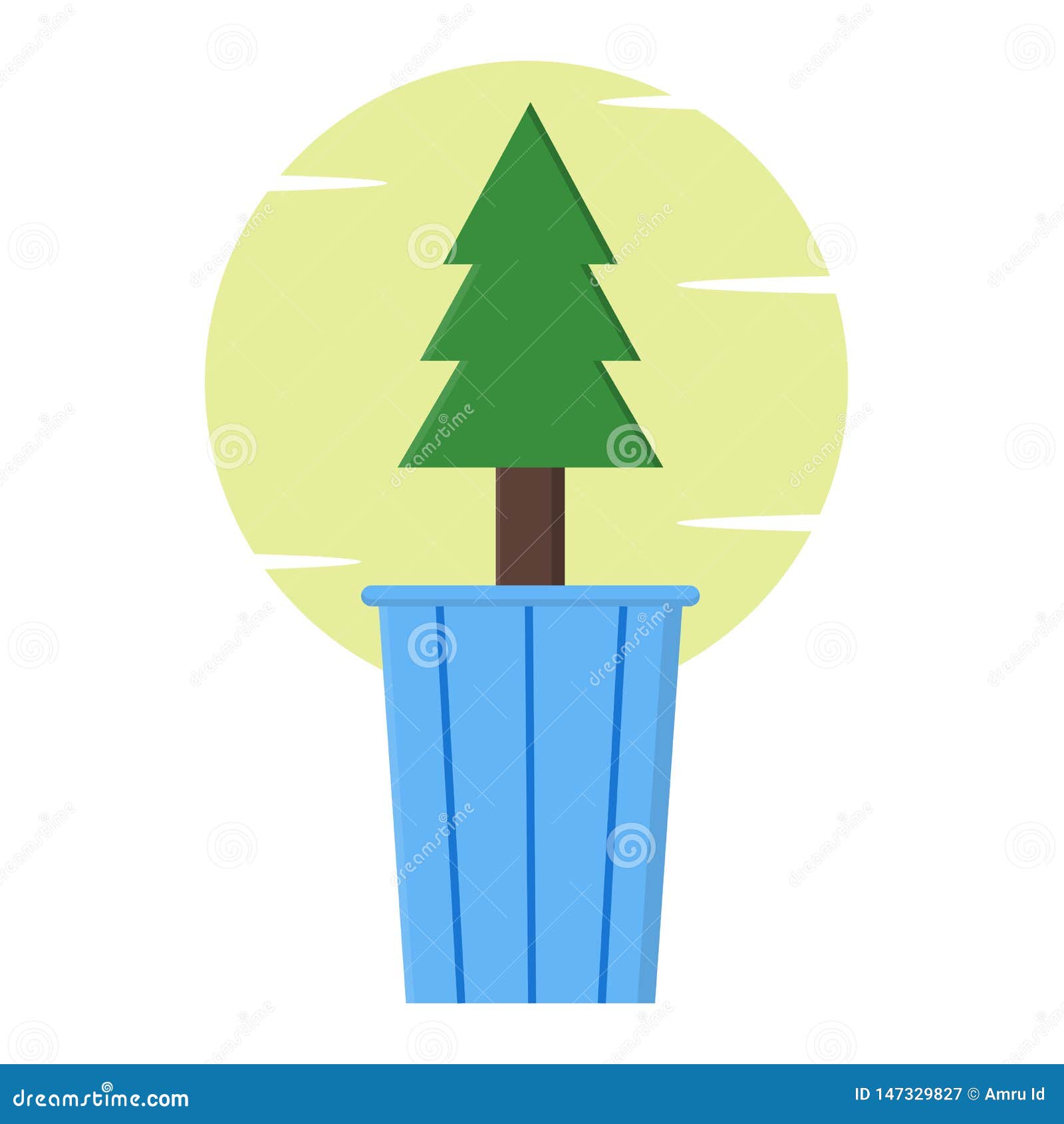 Trashcan with Tree Illustration - Vector Stock Image - Illustration of ...