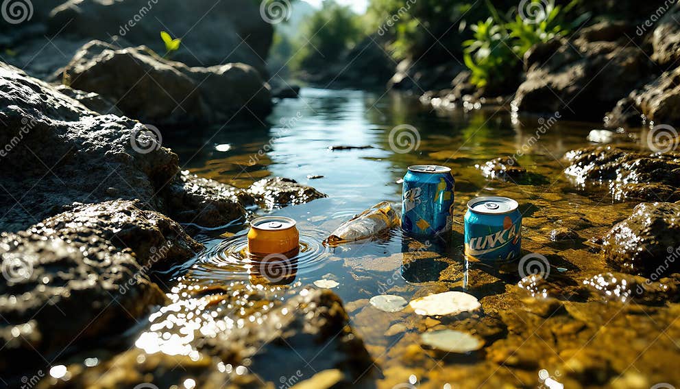 Trashed Paradise: Soda Cans and Plastic in a Pristine Stream Stock ...