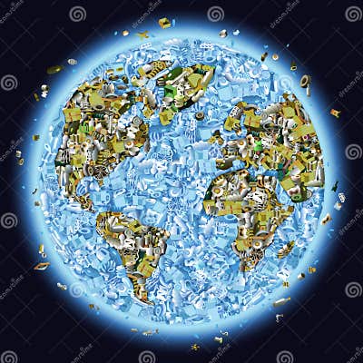 Trashed Planet stock vector. Illustration of debris, plastic - 25526597