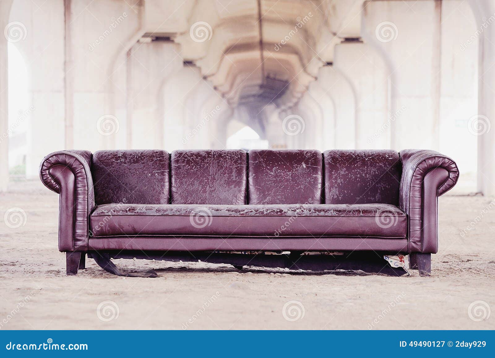 Trashed Sofa Under Overpass, Design Architecture Stock Image - Image of ...
