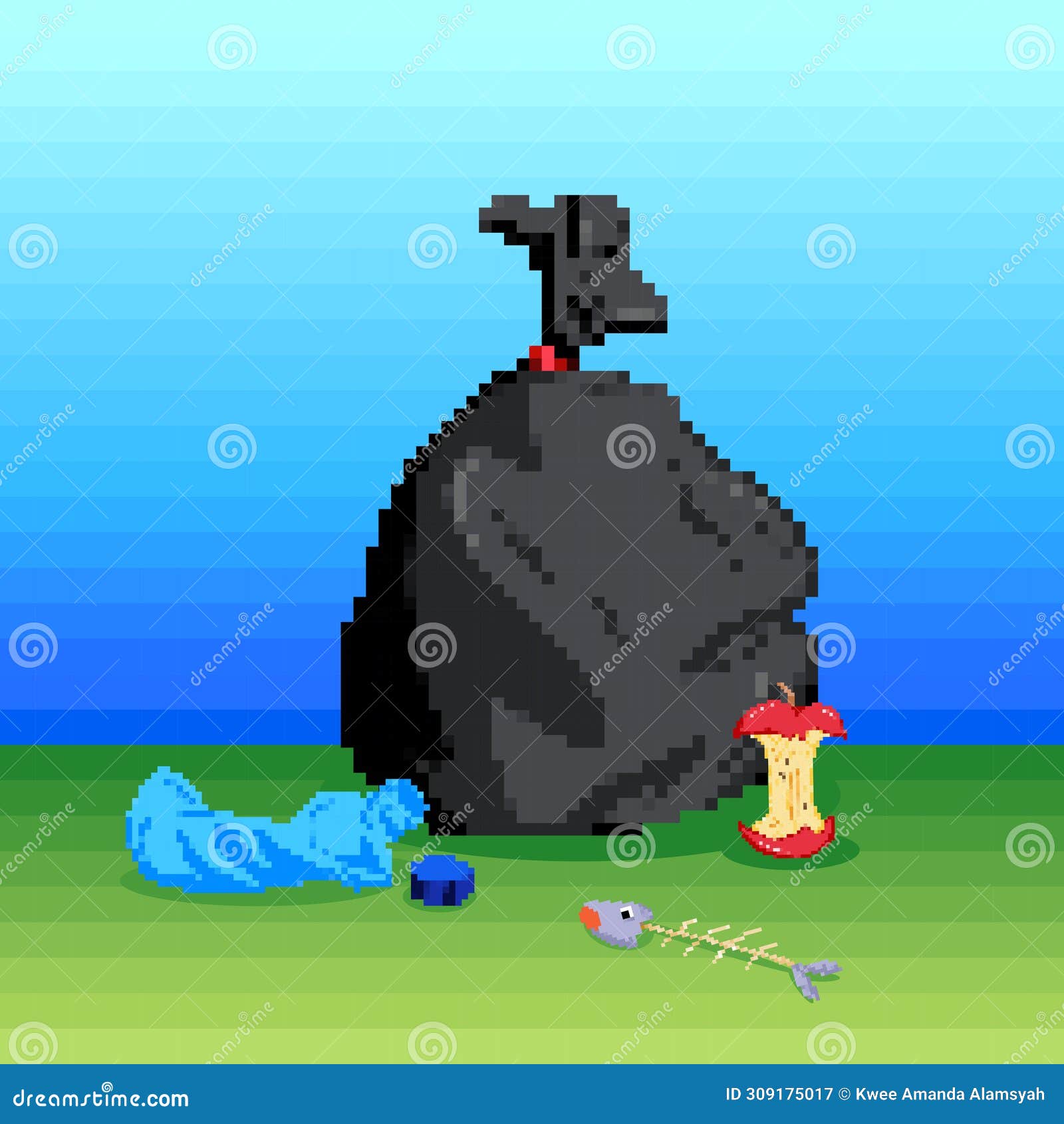 Trashes and Garbages Pixel Art Vector Drawing Stock Vector ...