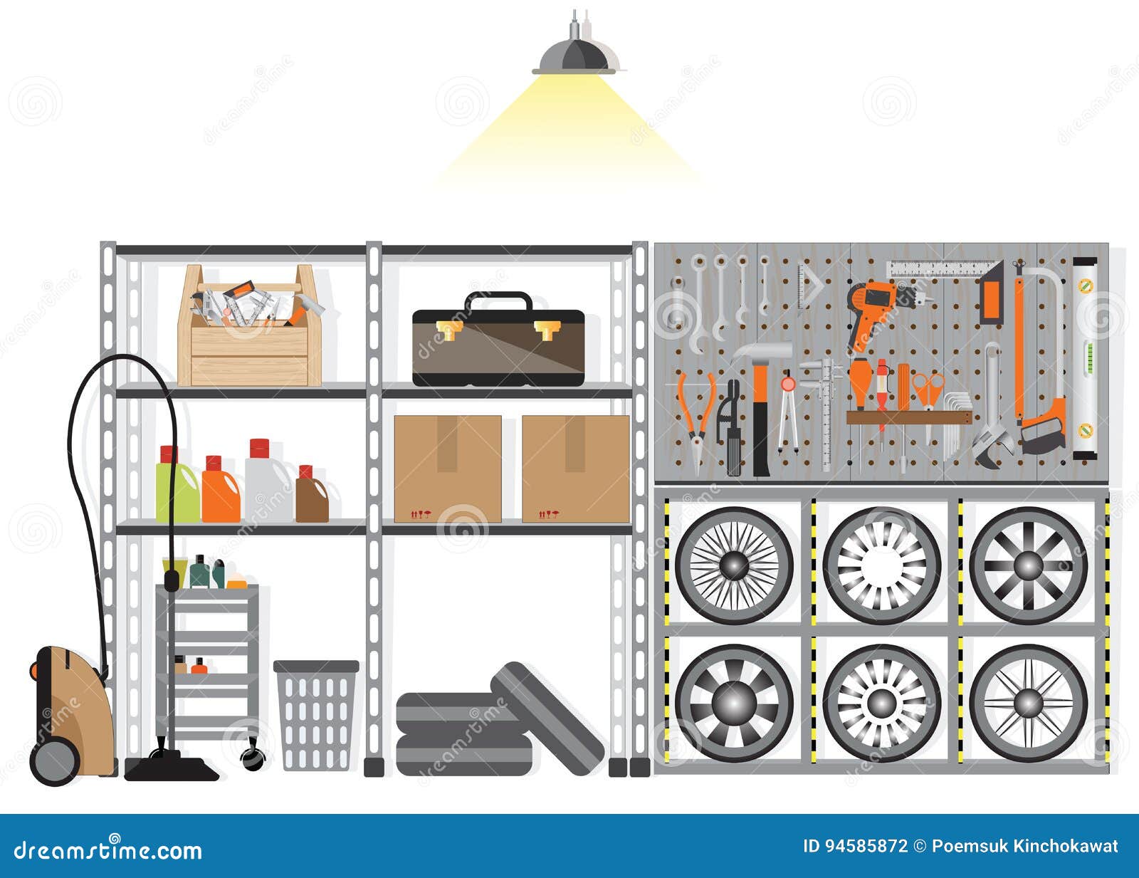 Trastero Interior Con El Estante Del Metal Ilustración del Vector ...