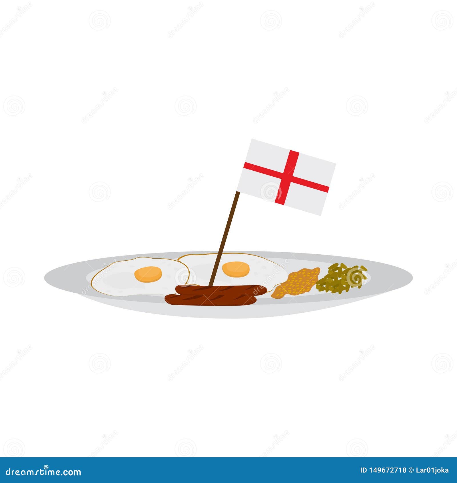 Tratidional English Breakfast with a Flag Stock Vector - Illustration ...