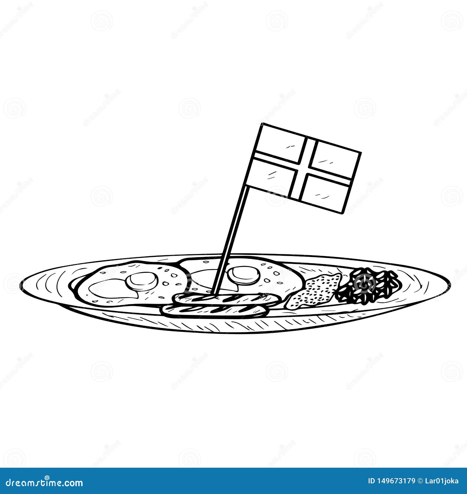 Tratidional English Breakfast with a Flag Stock Vector - Illustration ...