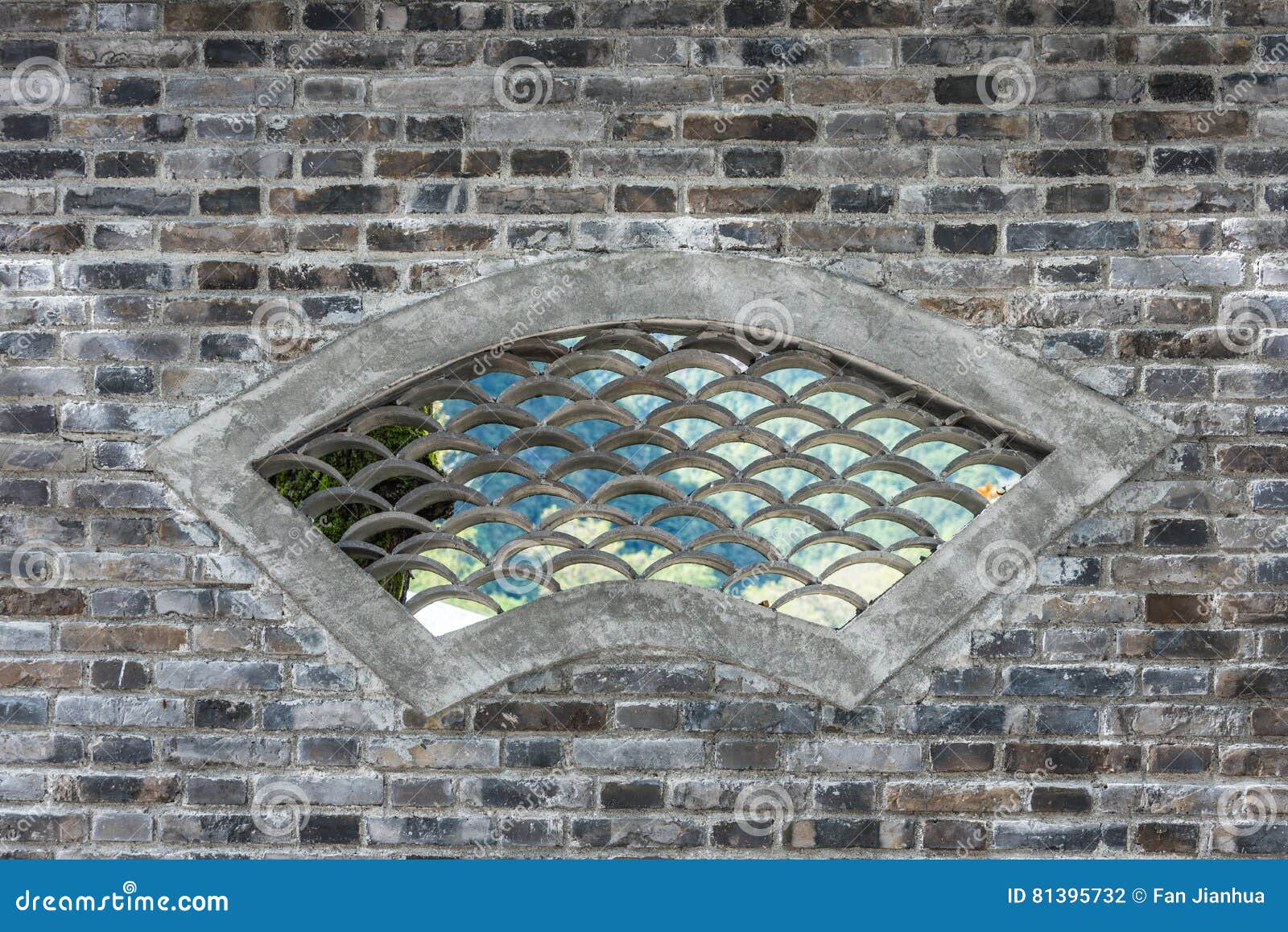Trational Brick Window in Chinese Garden Stock Photo - Image of china ...