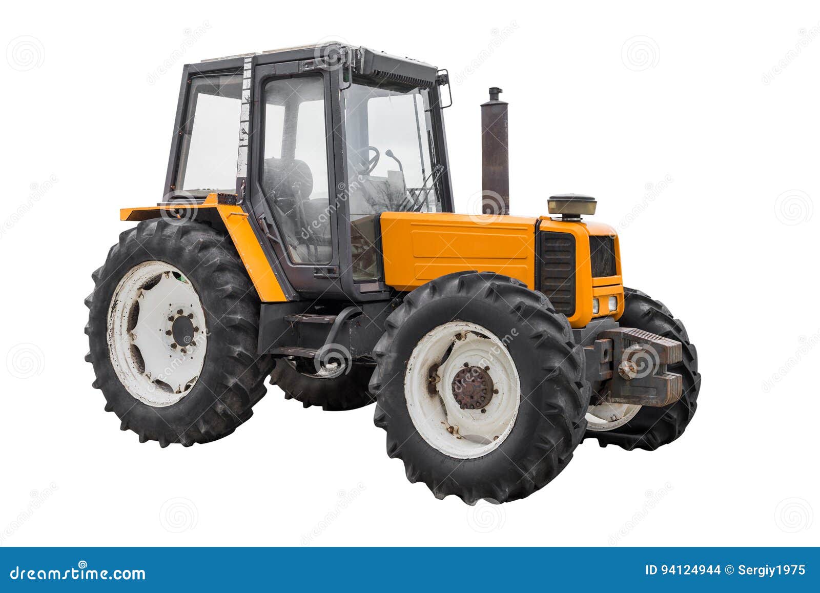 Trator Amarelo Isolado No Fundo Branco Foto de Stock - Imagem de terra ...