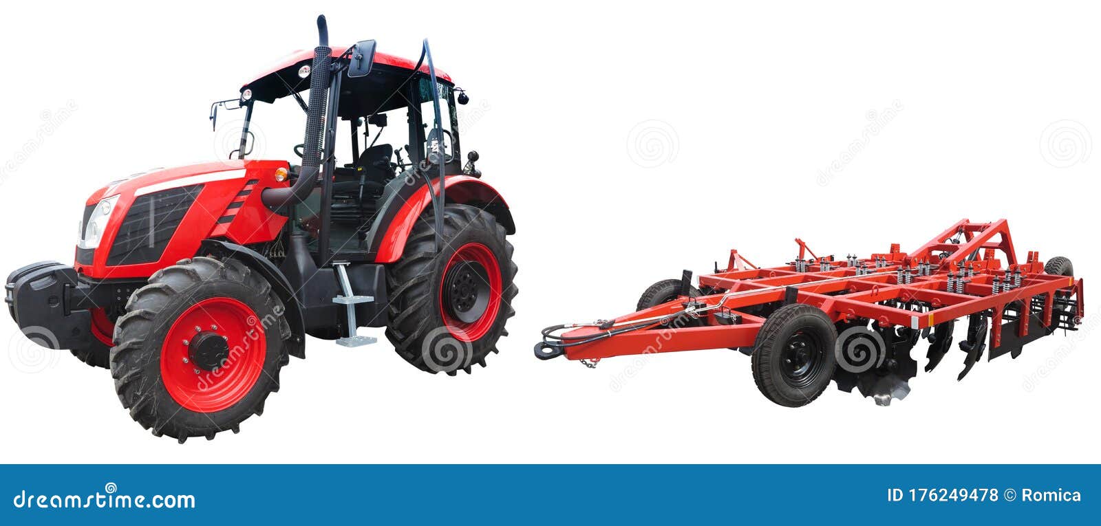 Trator Novo E Poderoso Abstrato Com Equipamento Agrícola Isolado Em ...