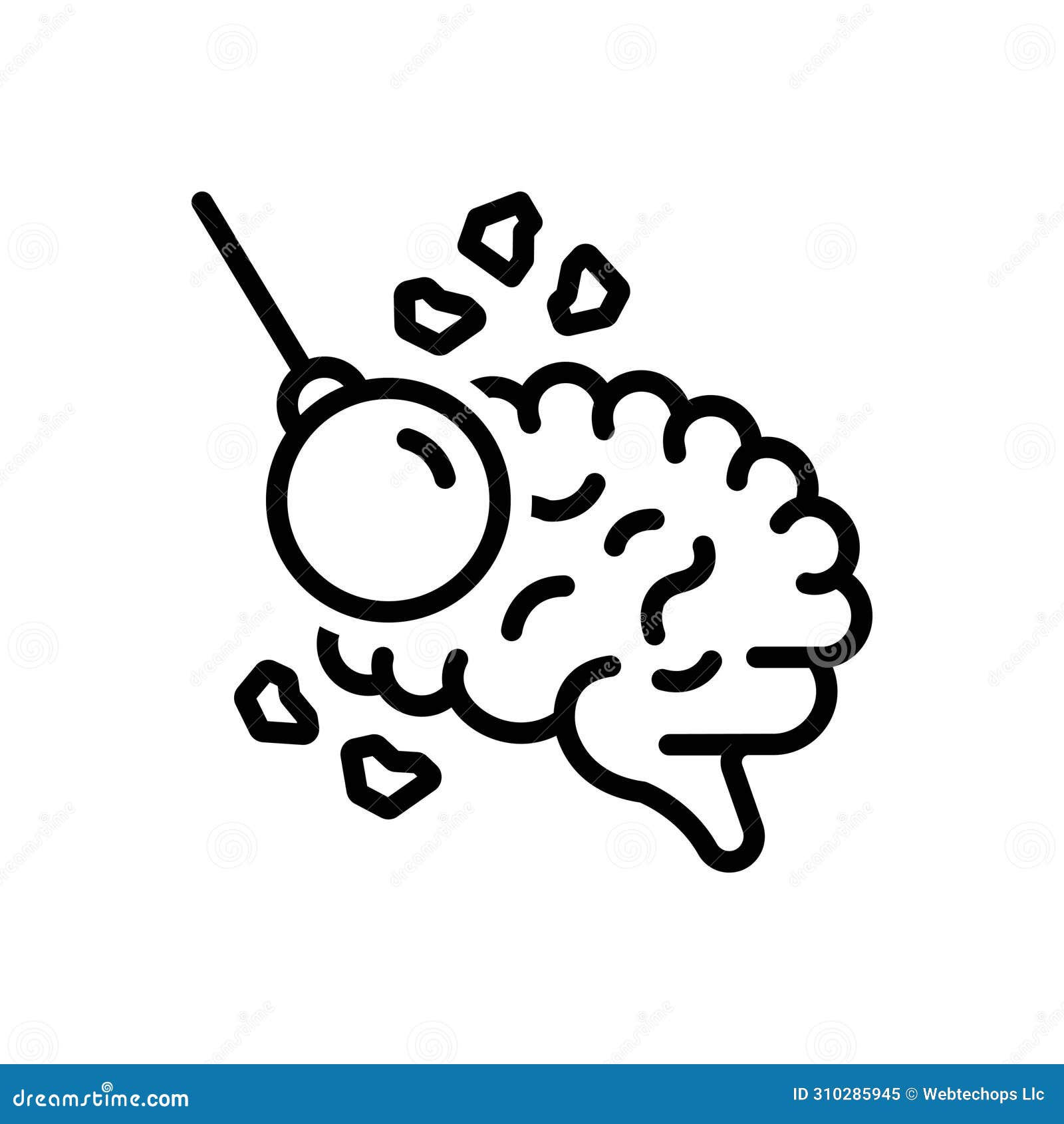 Black Line Icon for Trauma, Brain and Mental Stock Vector ...