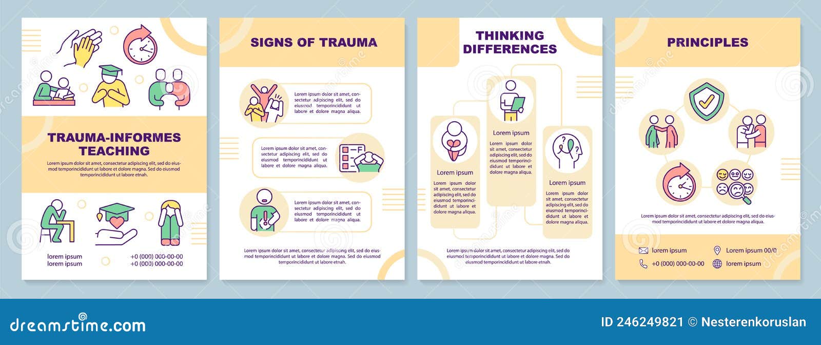 Trauma Informed Teaching Yellow Brochure Template Cartoon Vector ...