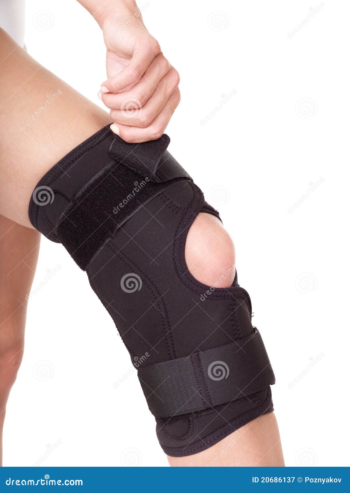 Trauma of knee in brace. stock image. Image of medical - 20686137