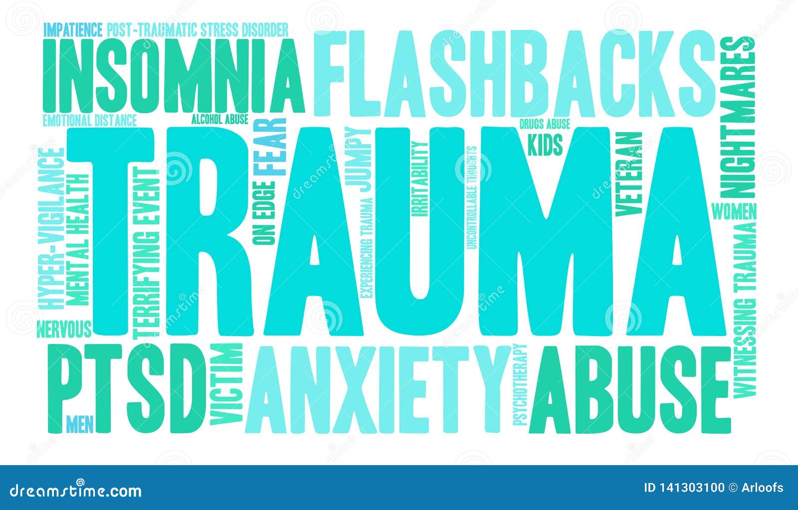 Trauma Word Cloud stock vector. Illustration of ptsd - 141303100