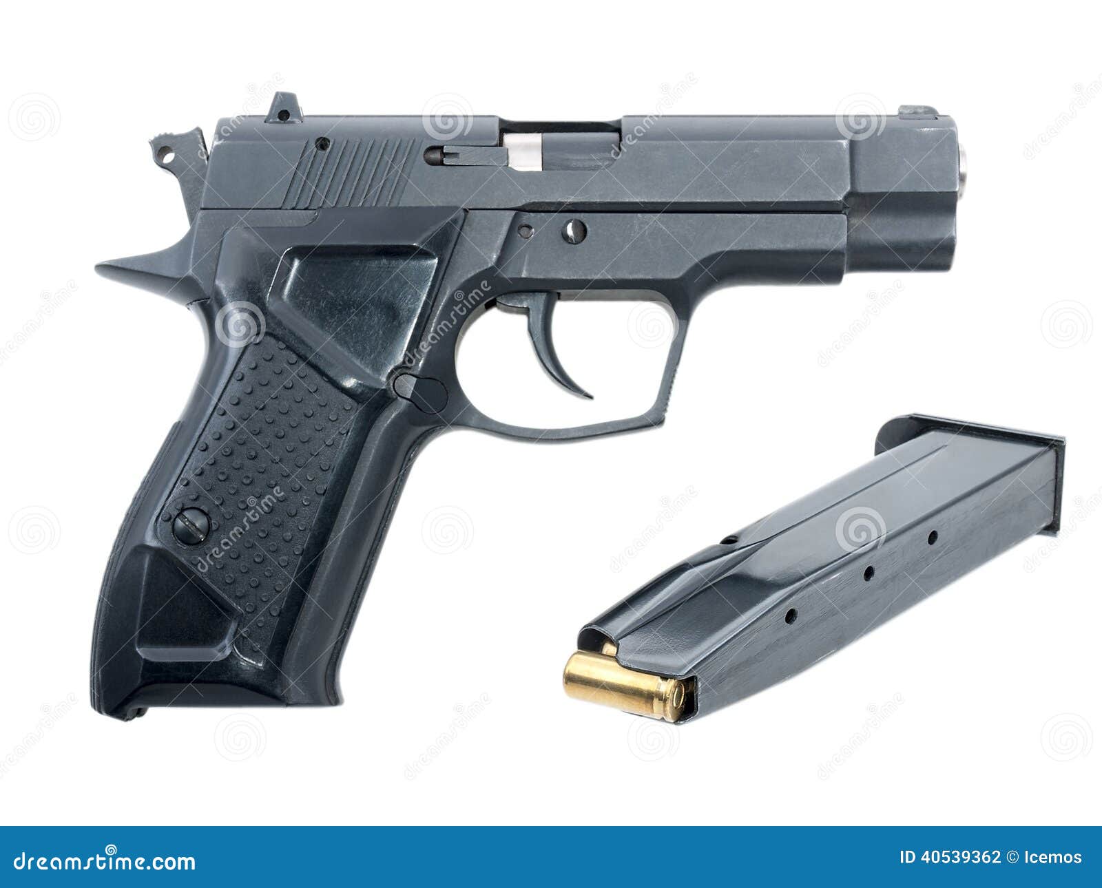 Traumatic pistol stock photo. Image of cartridges, clip - 40539362