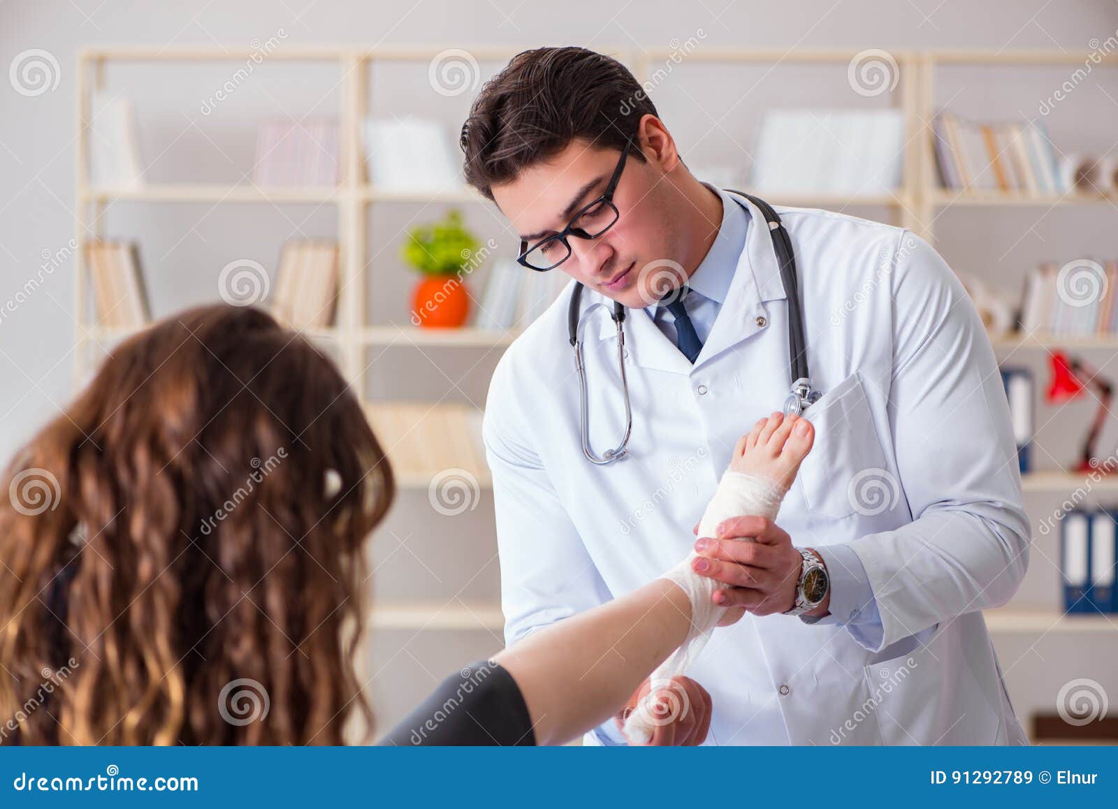 The Traumatologist is Taking Care of the Patient Stock Image - Image of ...