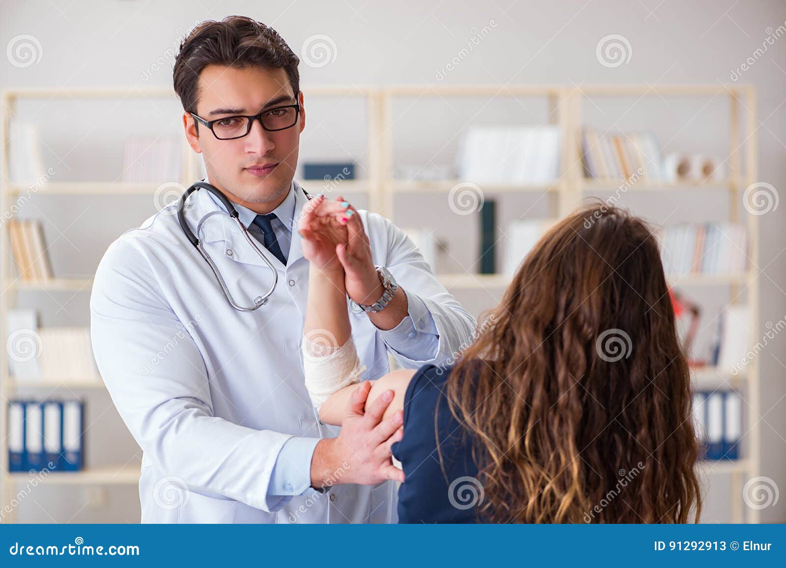 The Traumatologist is Taking Care of the Patient Stock Image - Image of ...