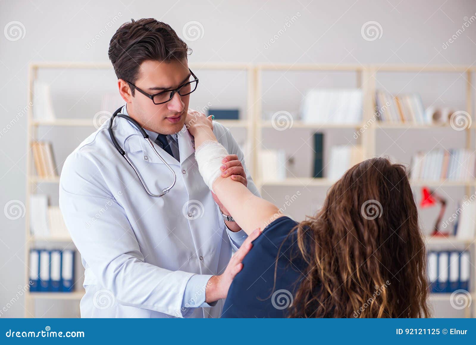 The Traumatologist is Taking Care of the Patient Stock Image - Image of ...