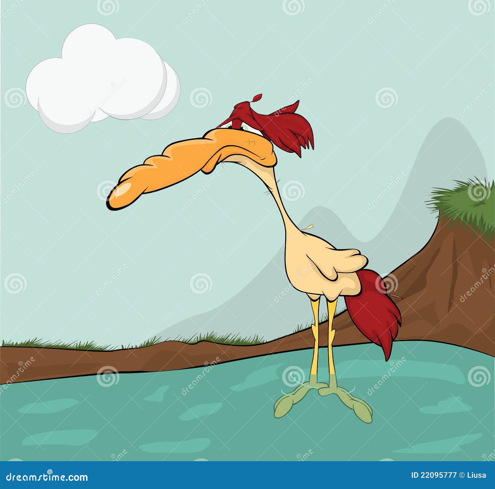 Trauriger Vogel Und Sumpf. Karikatur Vektor Abbildung - Illustration ...