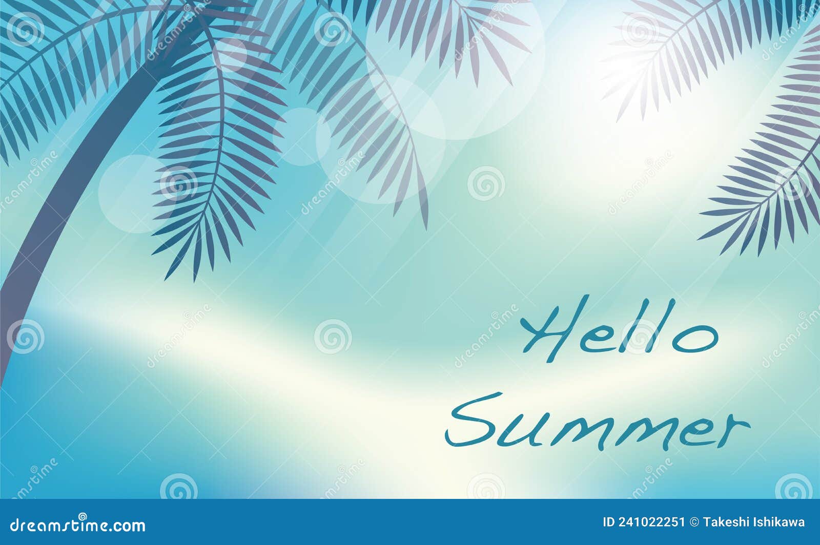 Tropical Resort Concept Vector Background with Palm Tree Silhouette and ...