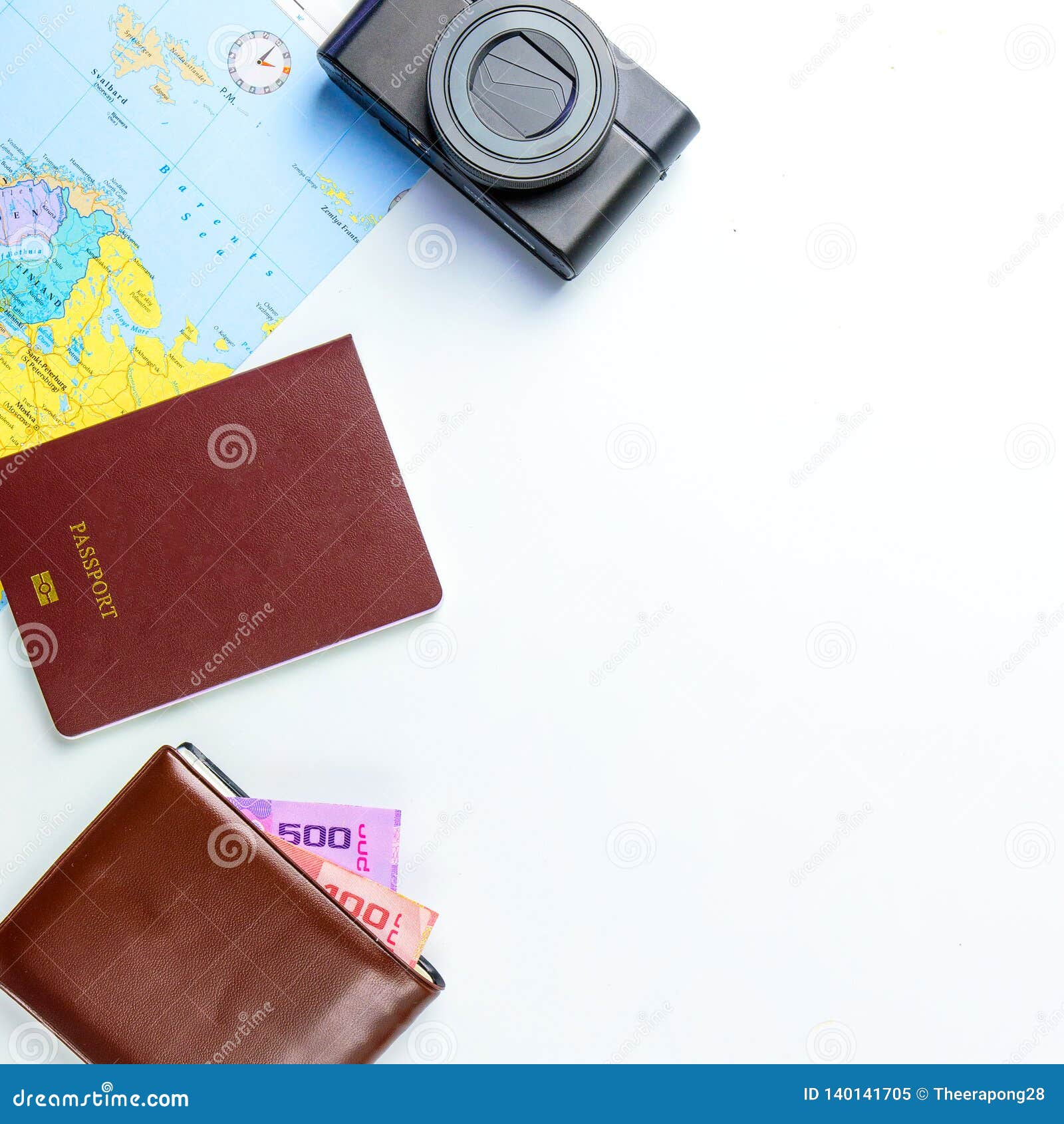 Travel Accessories Costumes Concept For Summer Vacation Trip Passports