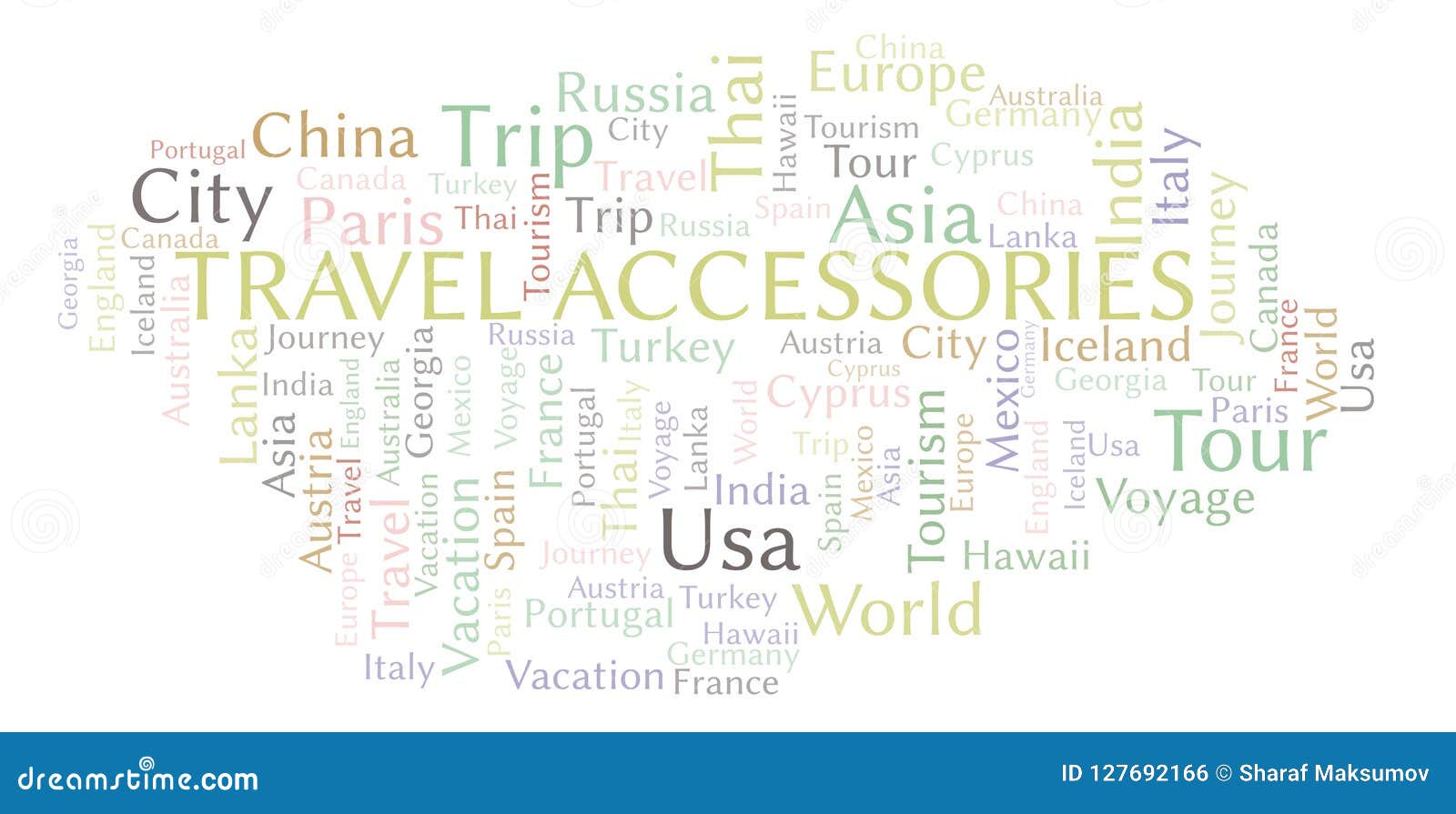 Travel Accessories Word Cloud. Stock Illustration - Illustration of ...