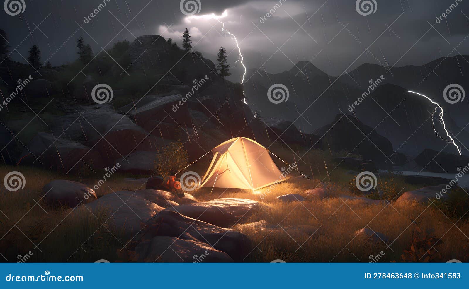 Travel Adventure Mountains Camping Hiking Hyper-realistic Generative AI ...