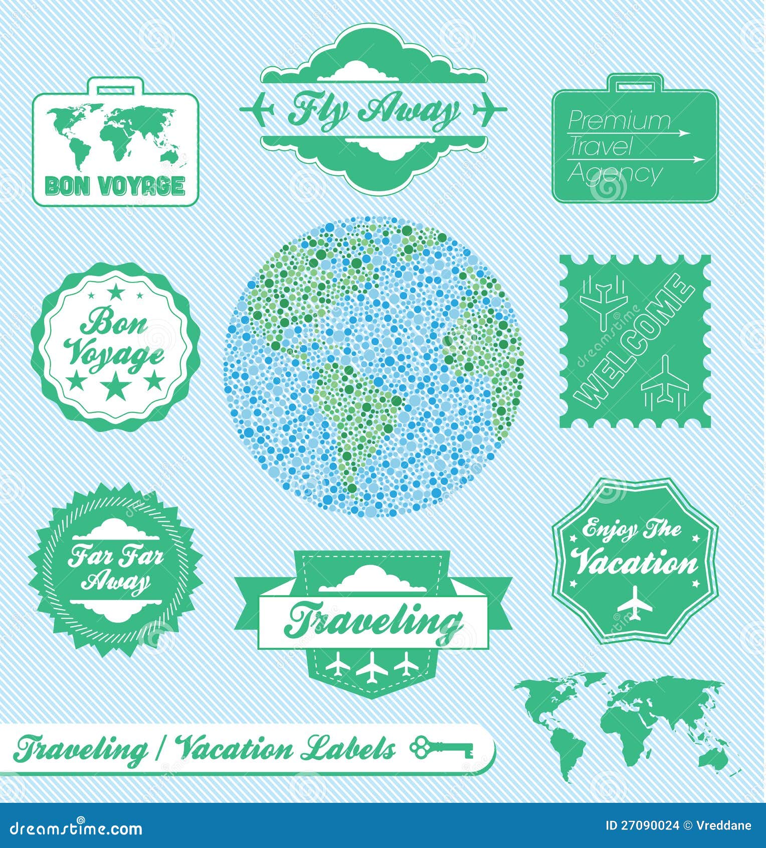 Travel Agency Labels and Stickers Stock Vector - Illustration of flight ...