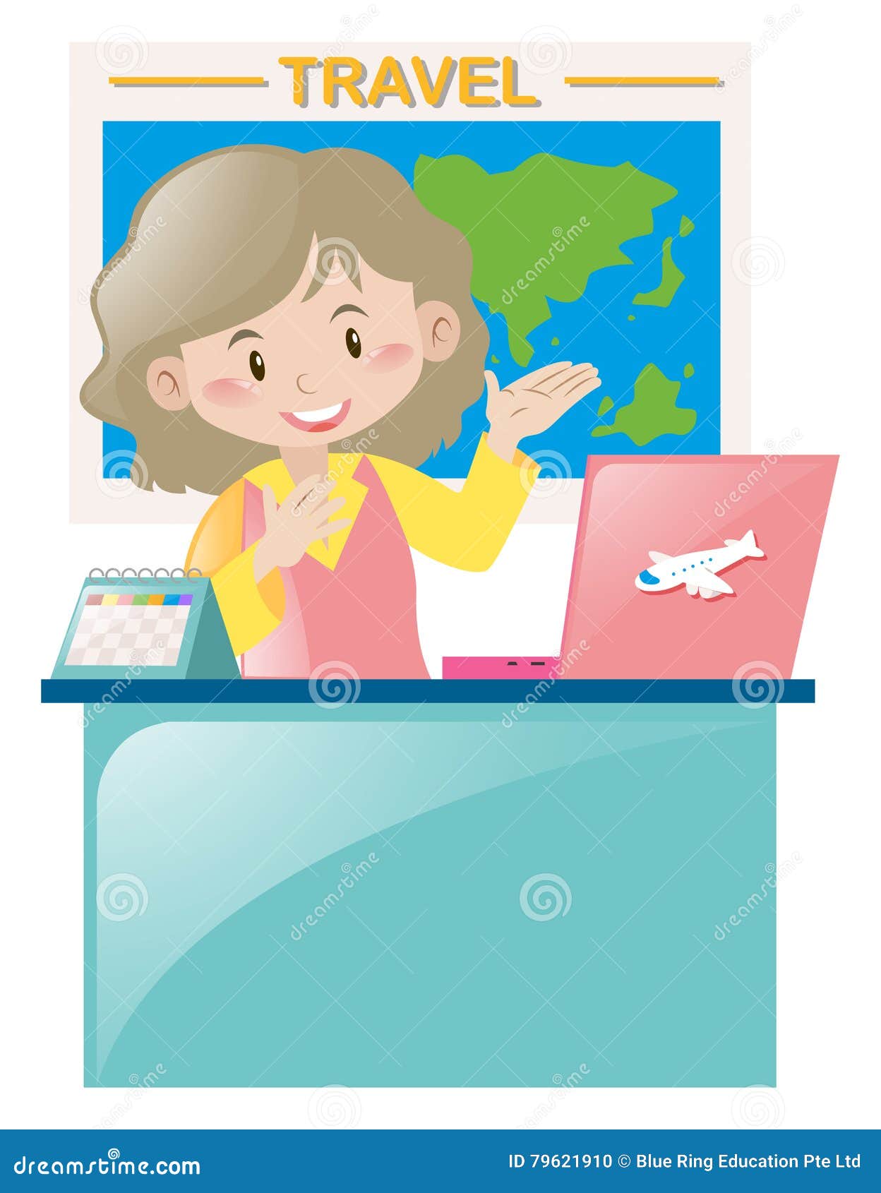 Travel Agency Working at Desk Stock Vector - Illustration of work ...