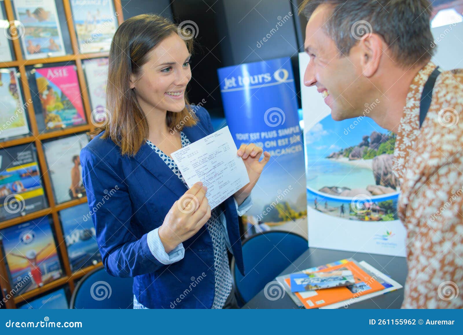 Travel Agent Showing Ticket To Client Stock Photo - Image of ...