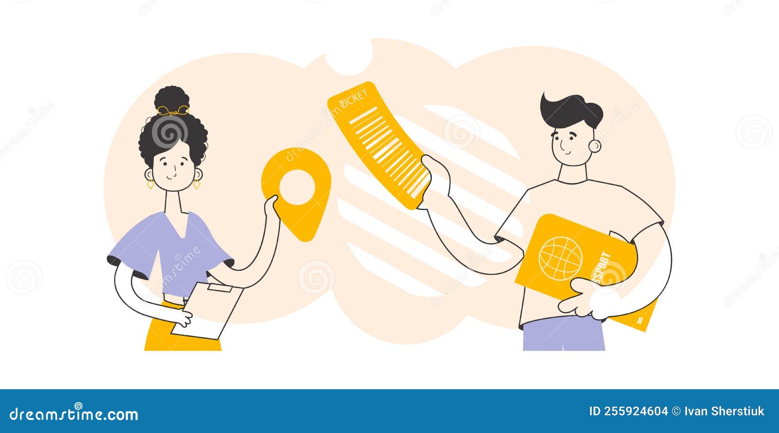 Travel Agent Team. Modern Linear Style. Vector Illustration. Stock ...