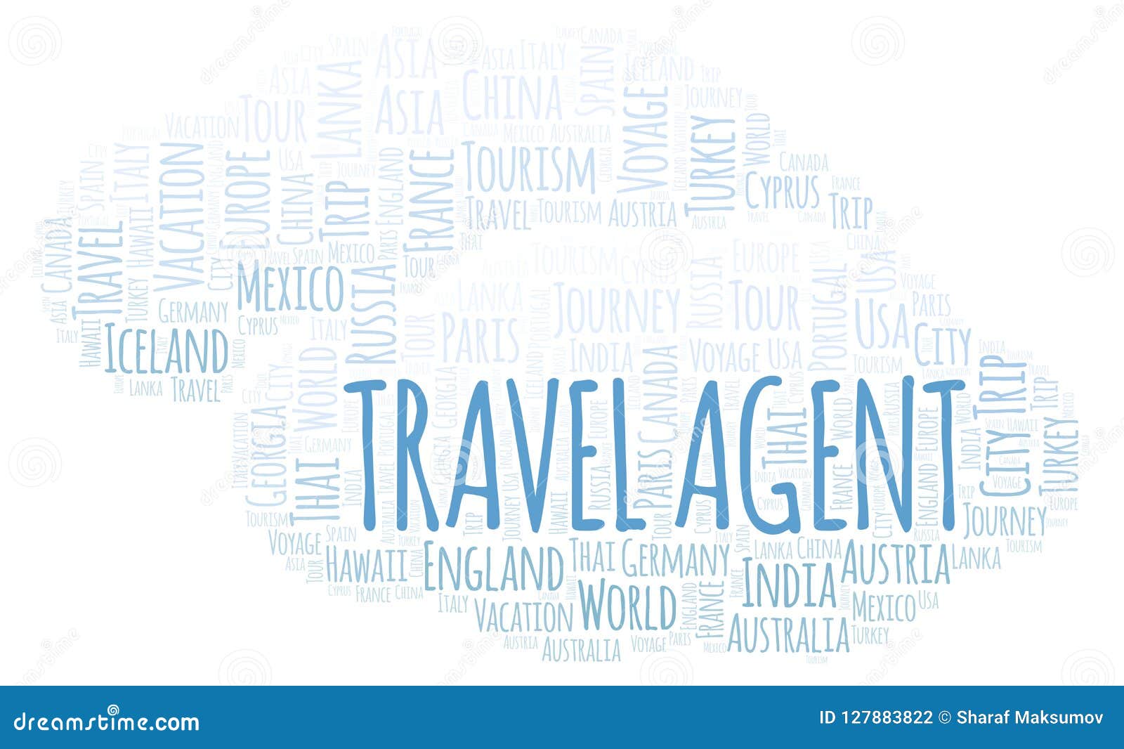 Travel Agent word cloud. stock illustration. Illustration of isolated ...