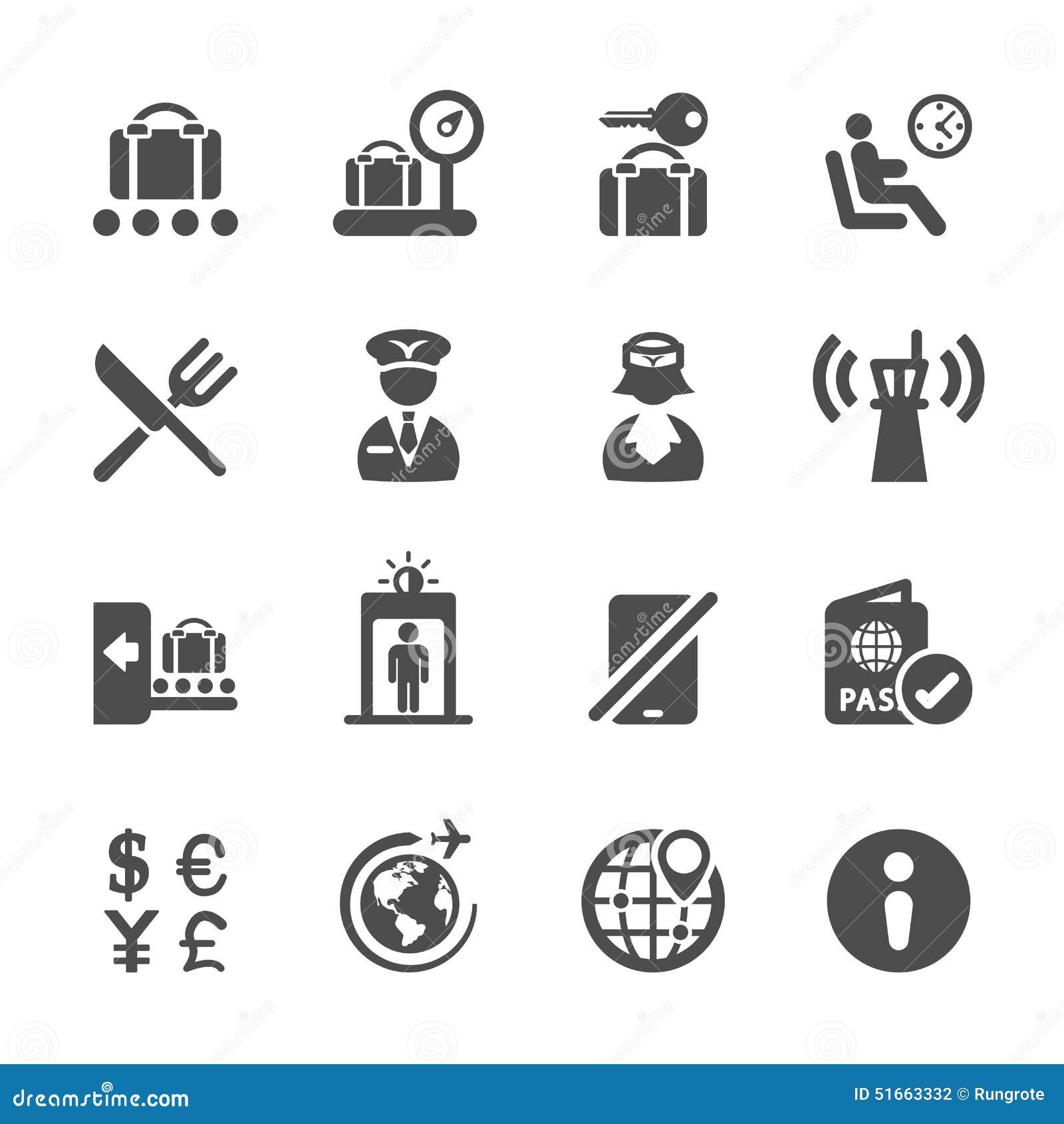 Airport Icon Set. Include Creative Elements Takeoff, Around The World ...
