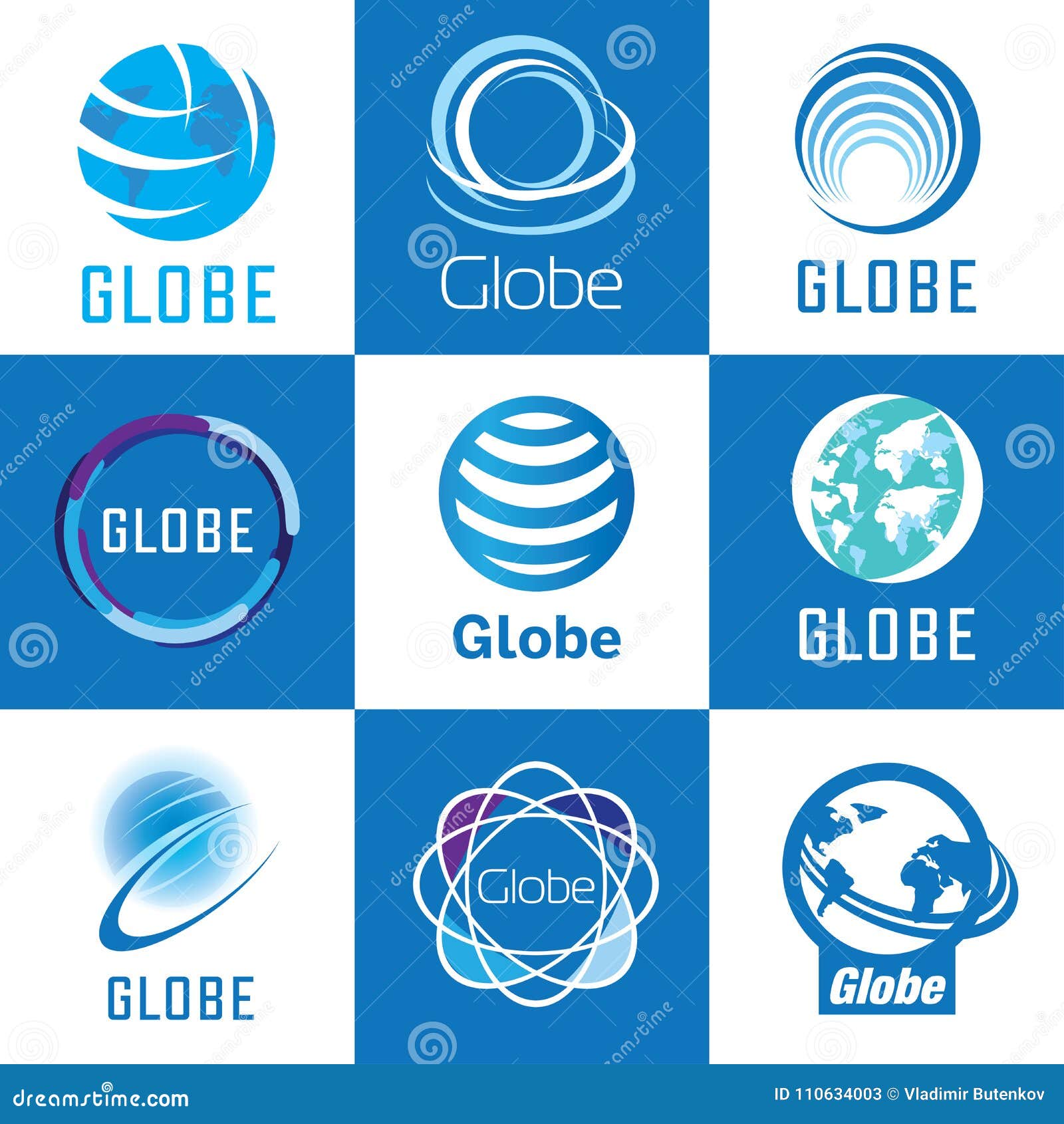Globe logo set stock vector. Illustration of sphere - 110634003