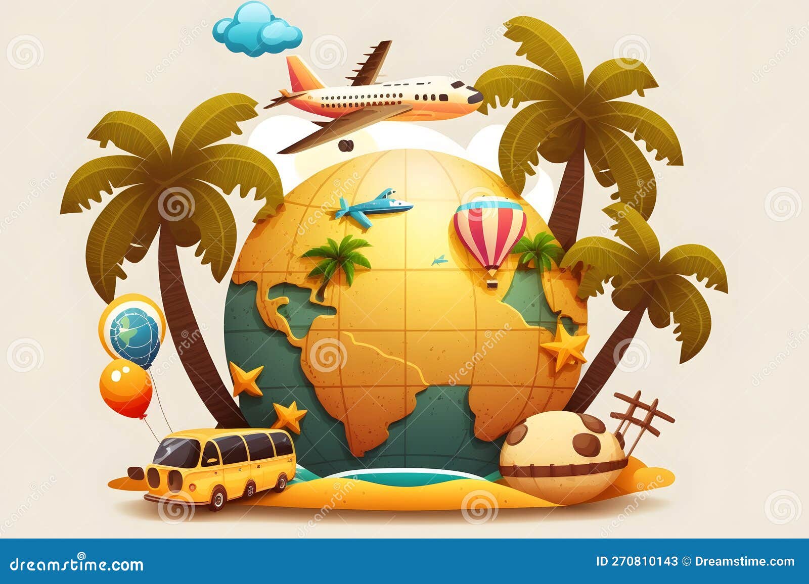 Travel Around the World 3D Design. AI Generative Stock Illustration ...