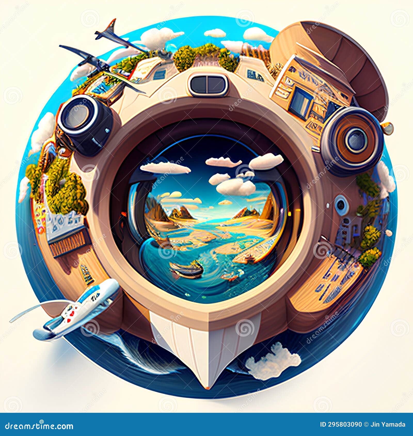Travel Around the World. 3D Illustration. 3D CG. High Resolution Stock ...