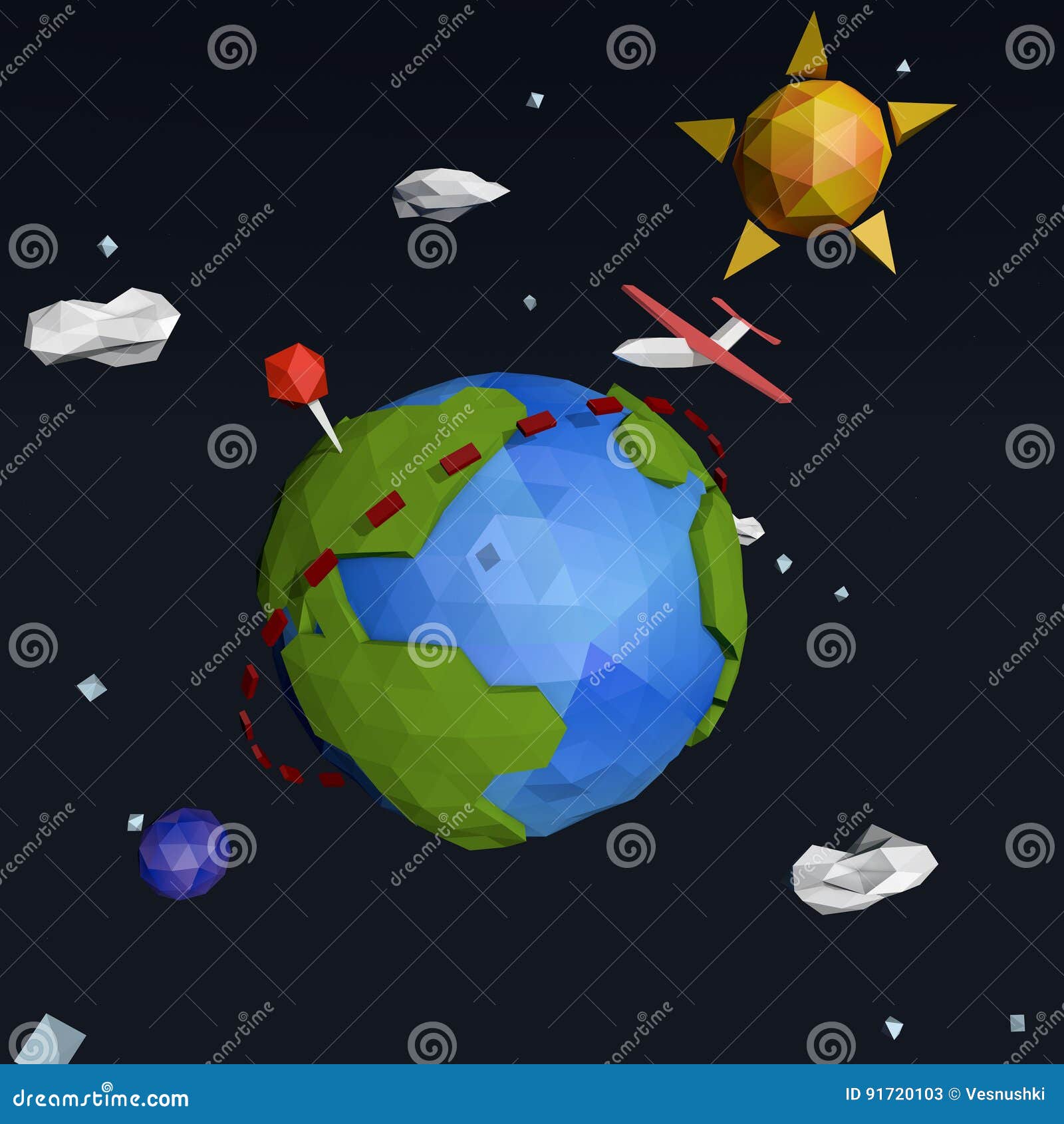 Travel Around the World, Low Poly Illustration Stock Illustration ...