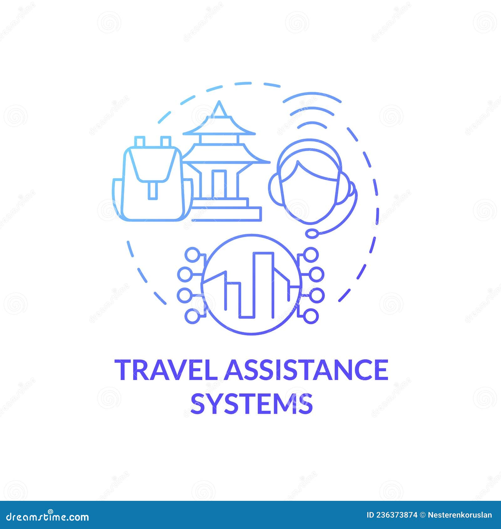 Travel Assistance System Blue Gradient Concept Icon Stock Vector ...