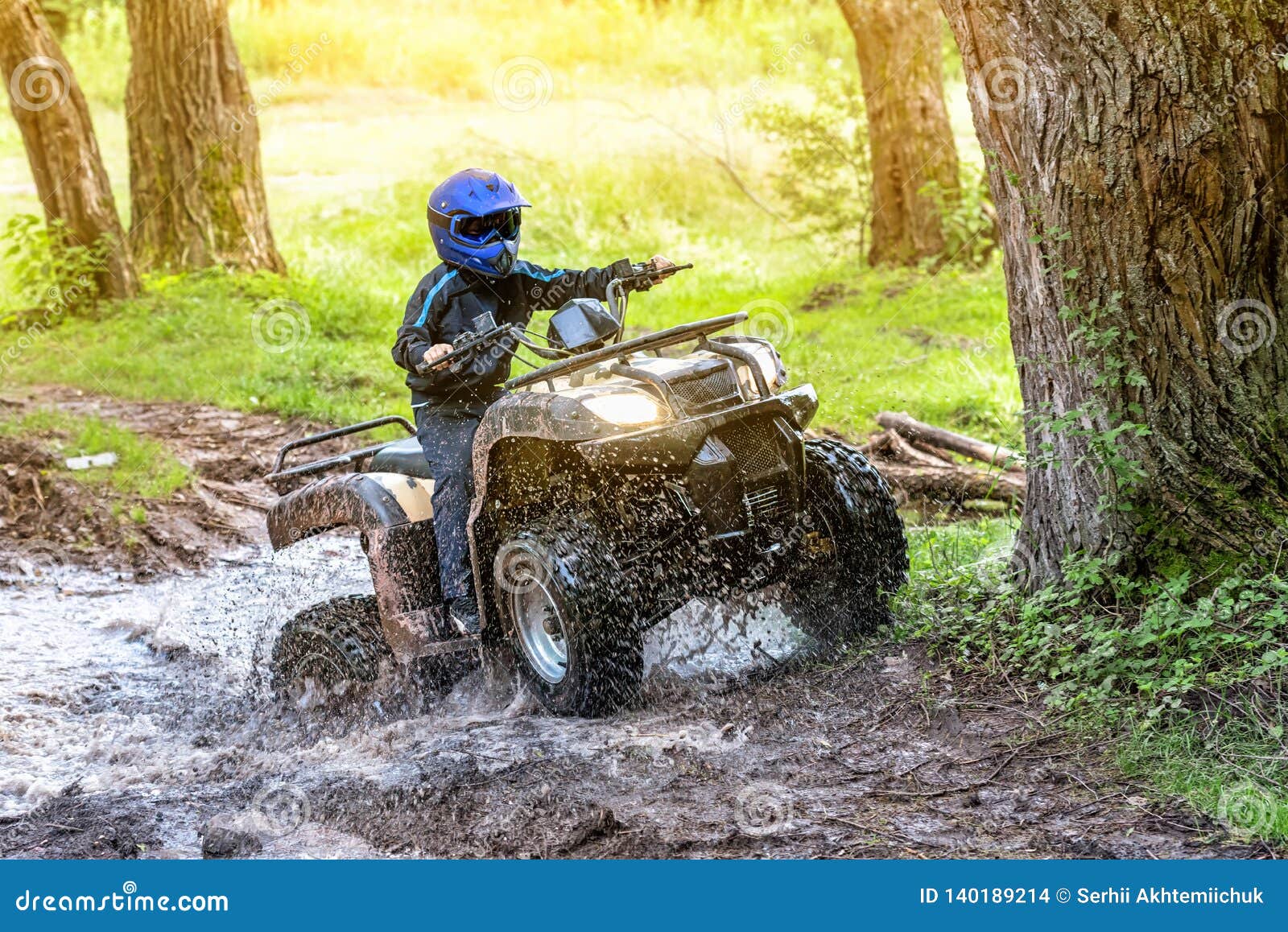 Travel on ATVs in river stock photo. Image of racer - 140189214