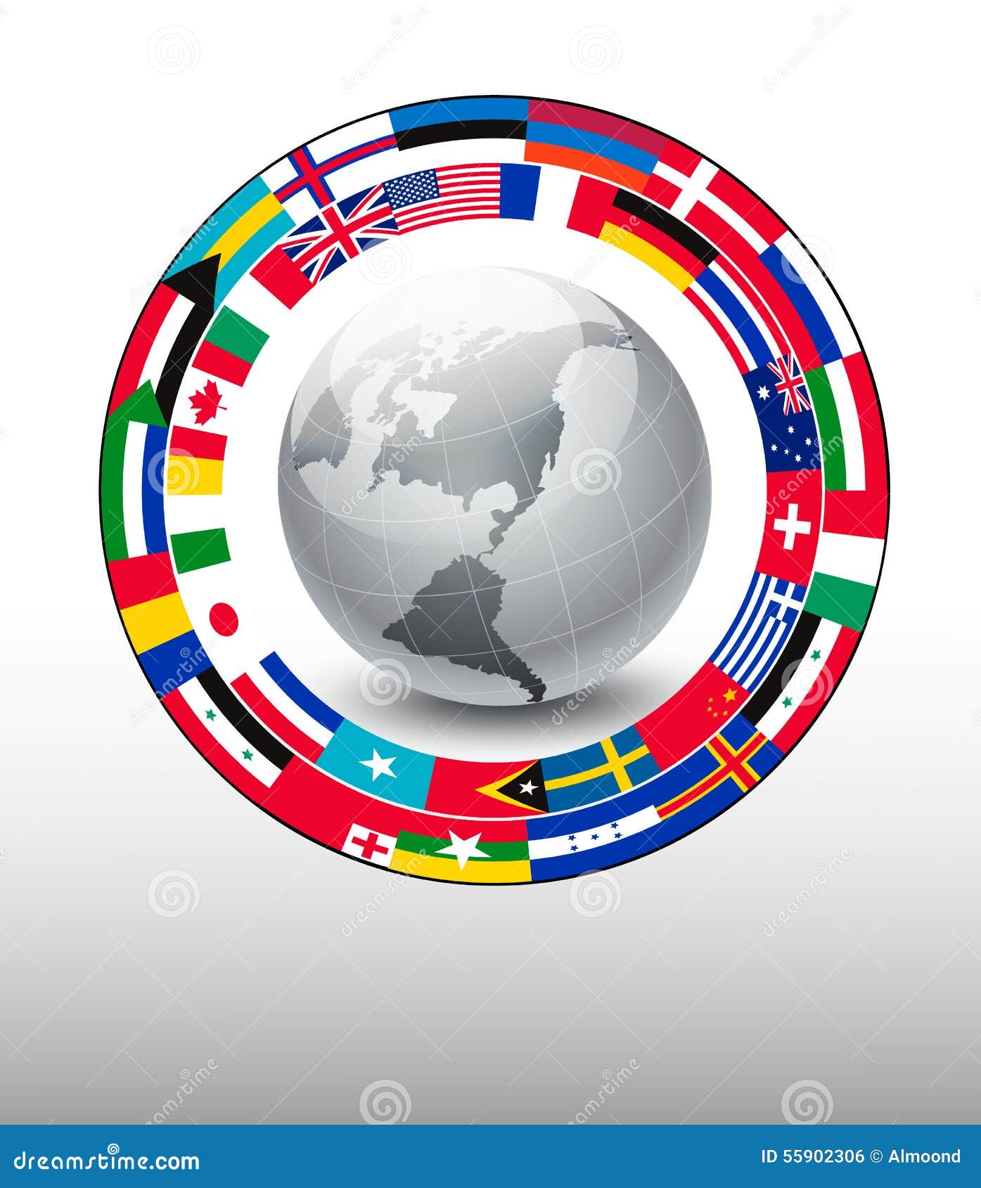 Travel Background. Globe with a Strip of Flags Stock Vector ...