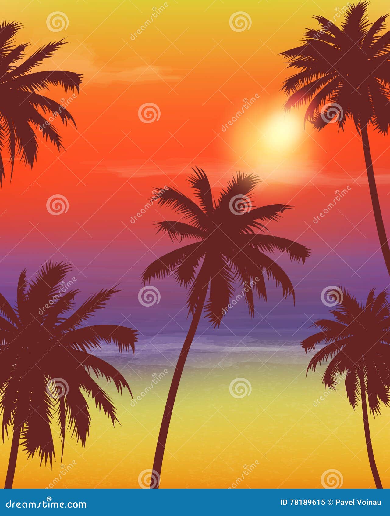 Set Of Backgrounds With Palm Leaves Watercolor, Vector Drawing On White ...