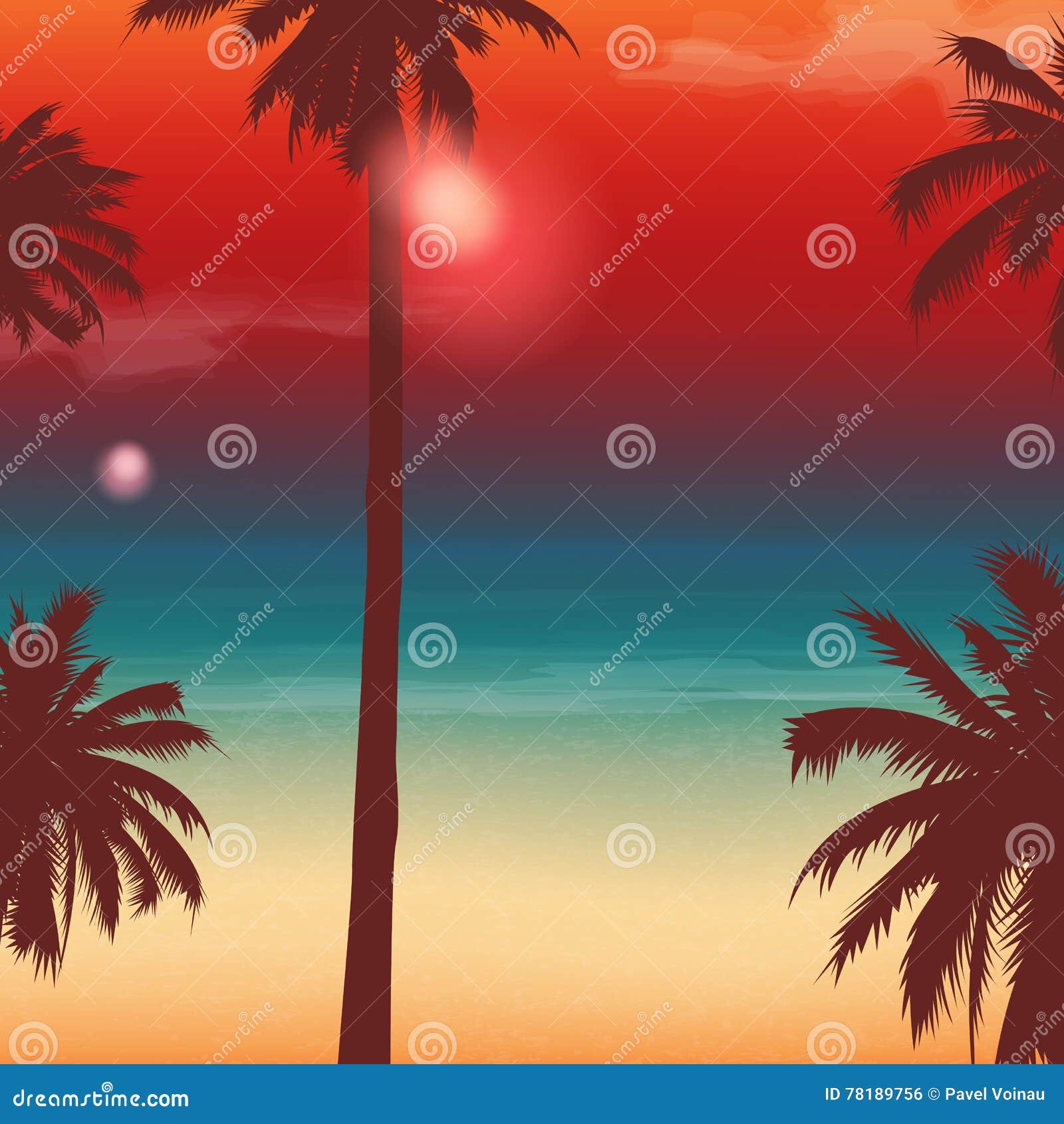 Set Of Backgrounds With Palm Leaves Watercolor, Vector Drawing On White ...