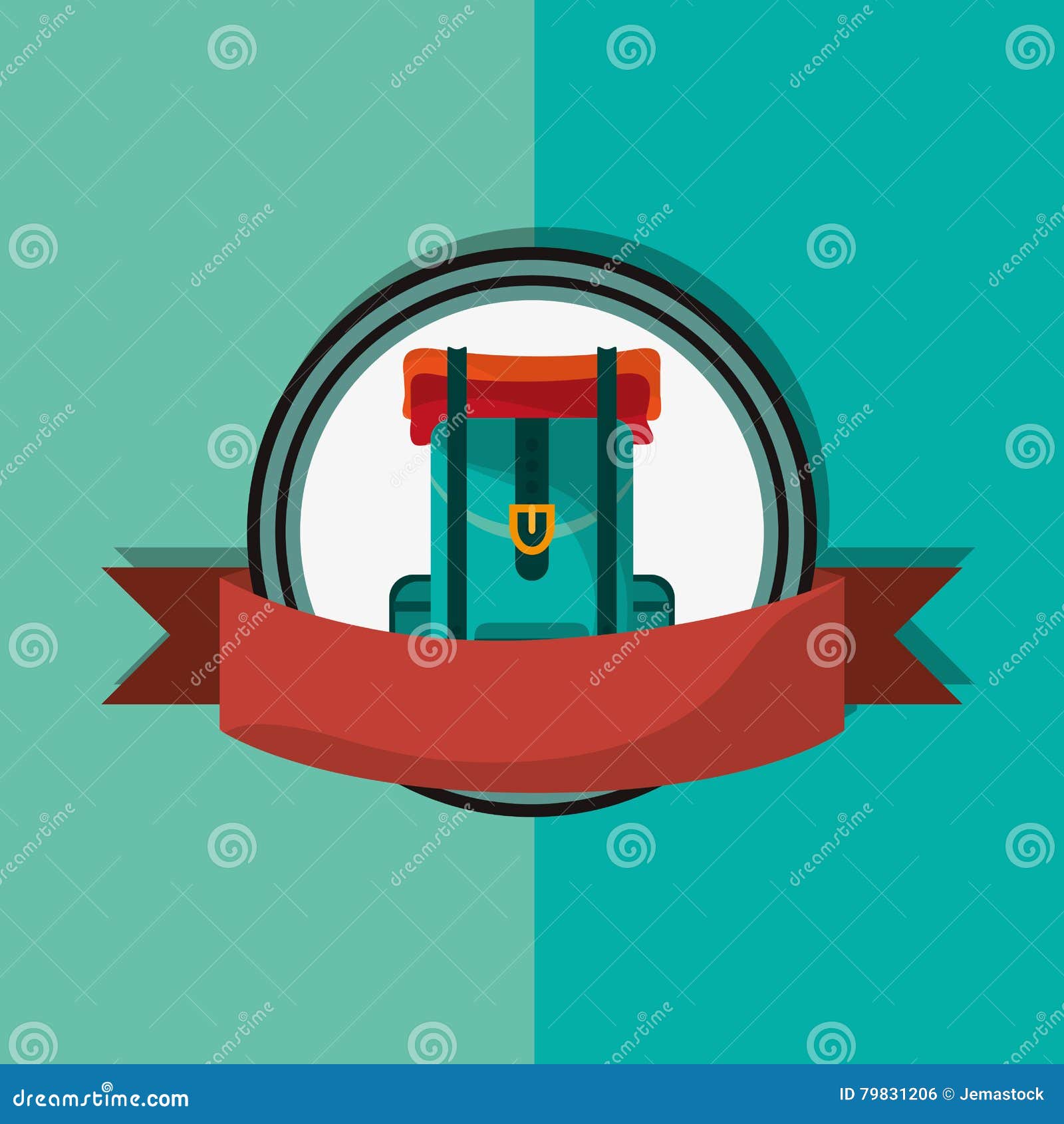 Travel Backpack Emblem Image Stock Illustration - Illustration of ...