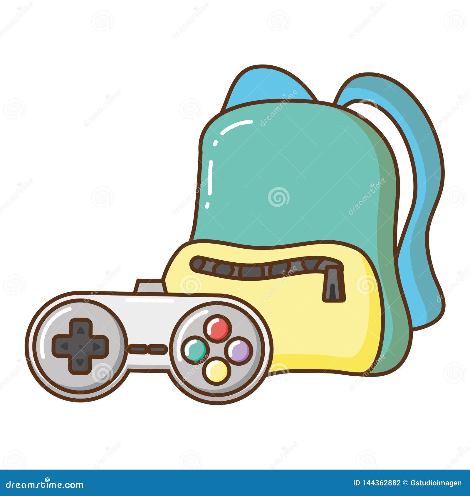 Travel Backpack and Videogames Control Icon Stock Vector - Illustration ...