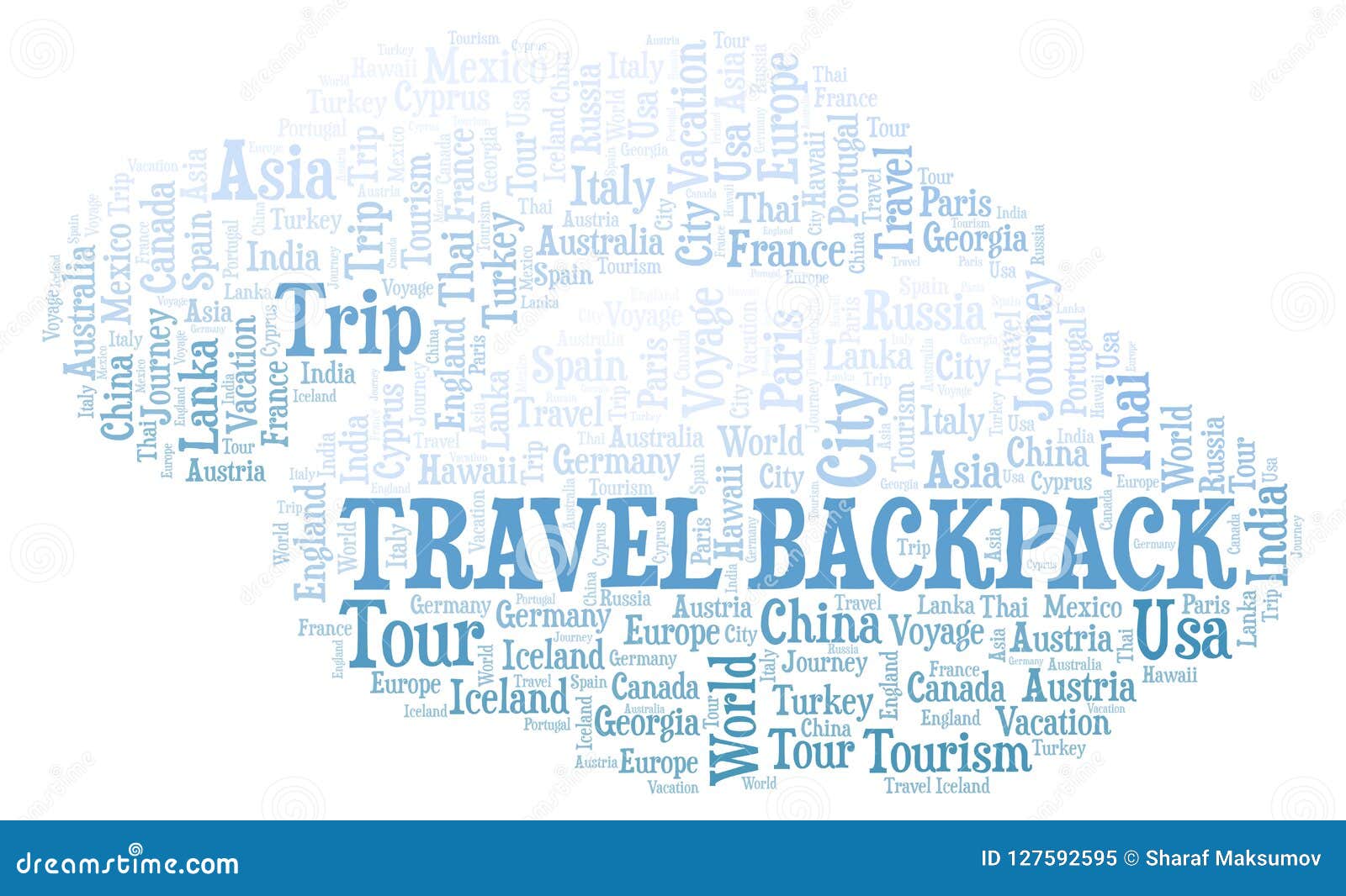 Travel Backpack Word Cloud. Stock Illustration - Illustration of tour ...